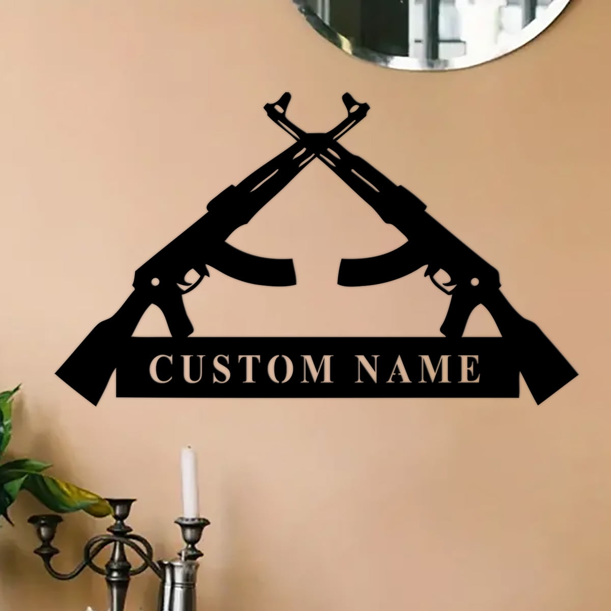 Customizable Two Cool Assault Rifles Wall Art - Personalized Metal Sign ...