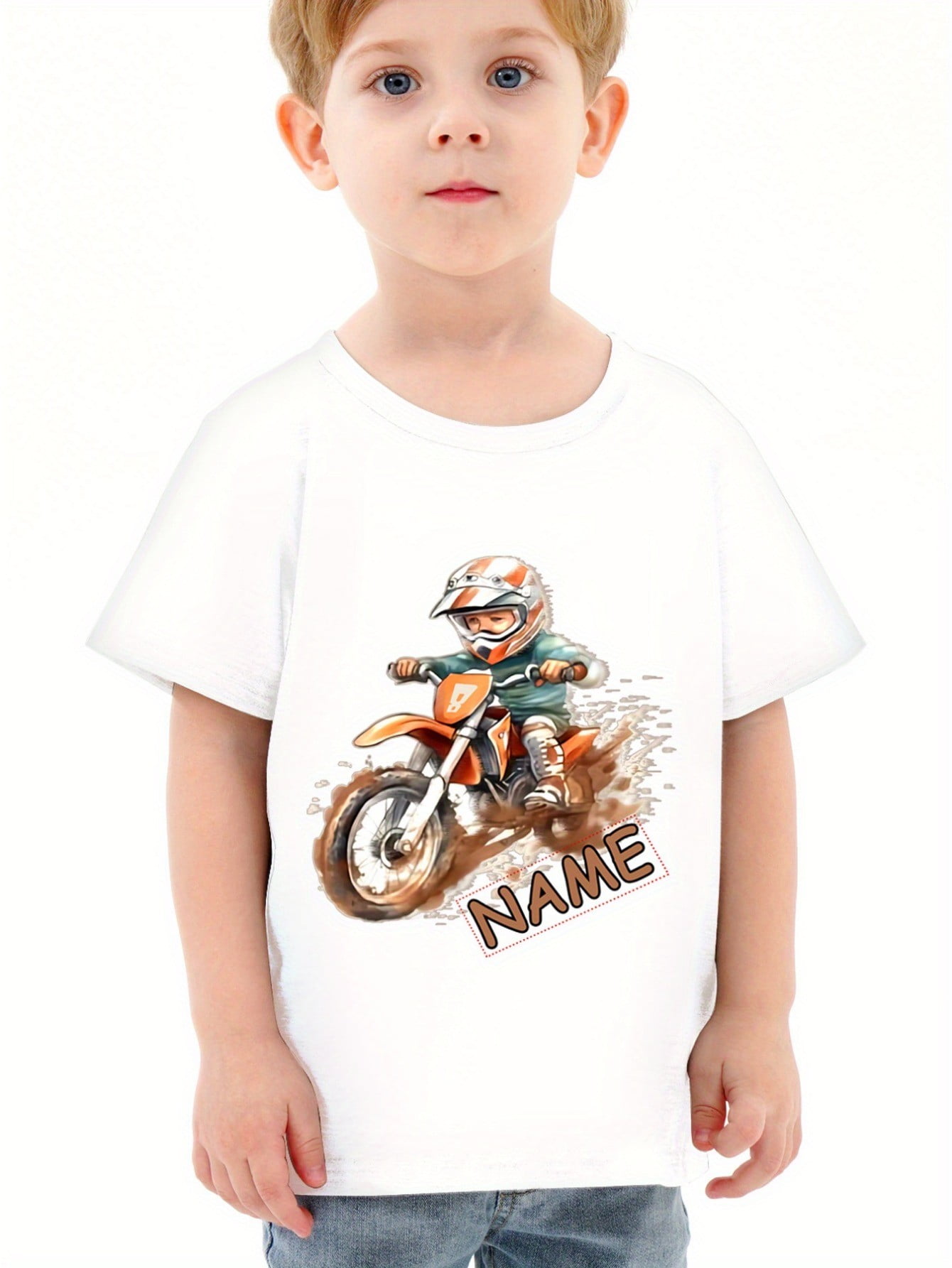 Customizable Youngsters' Motorcycle Graphic Tee - Fun & Personalized ...