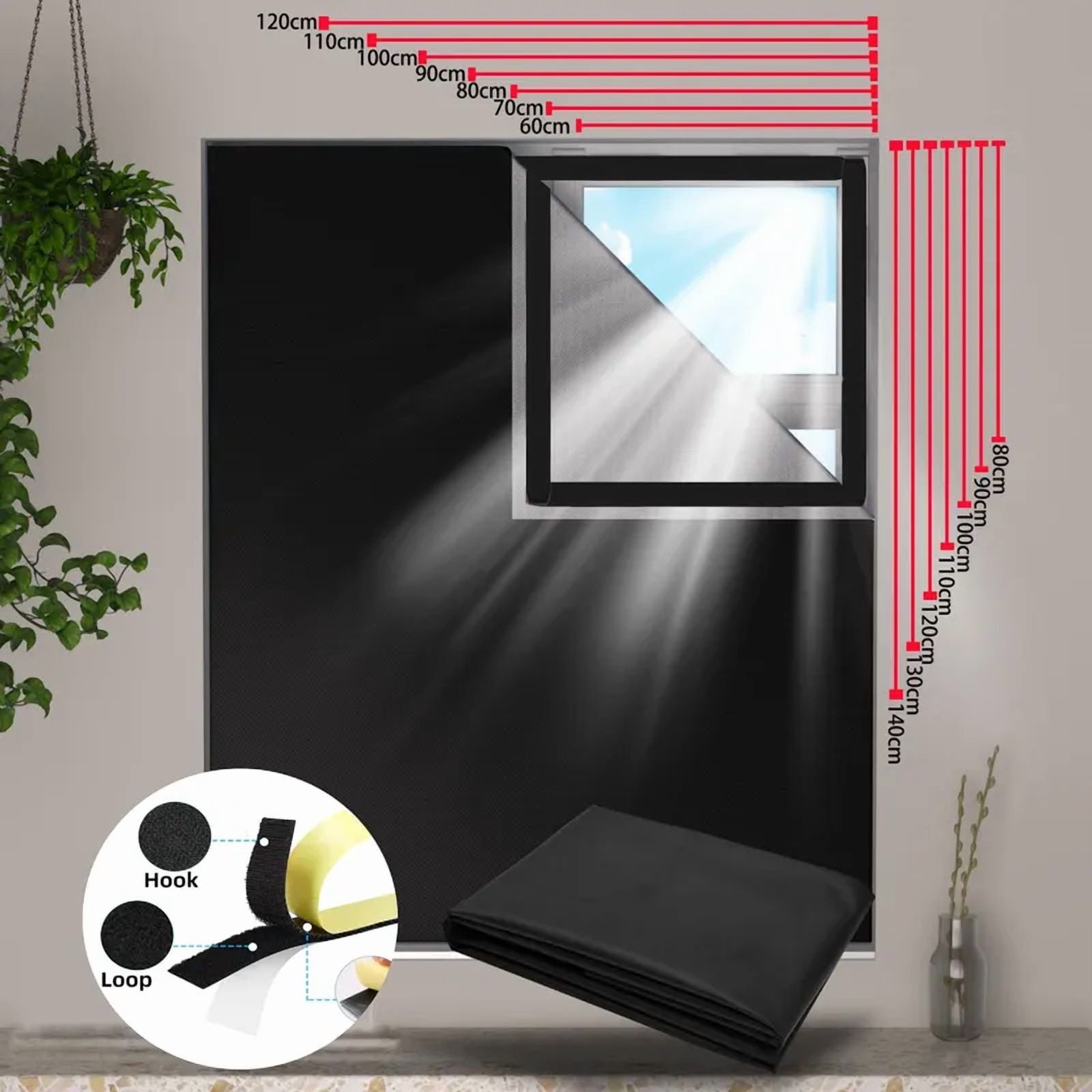 Customizable size 100% Blackout Curtain No Drilling Portable Travel ...