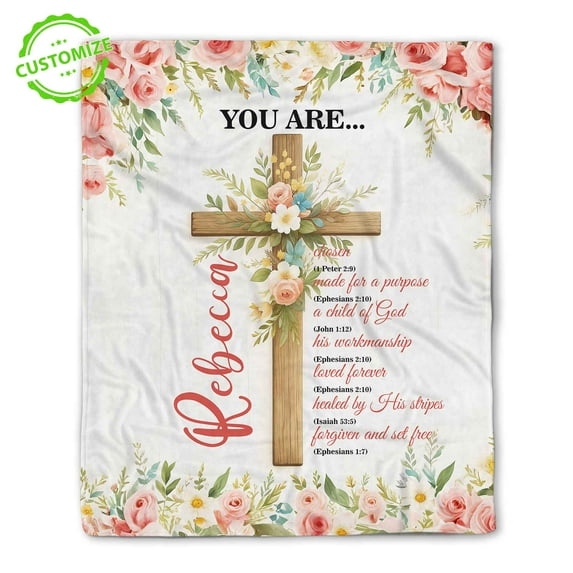 Customizaholic Christian Cross Blanket – Personalized Name Scripture ...