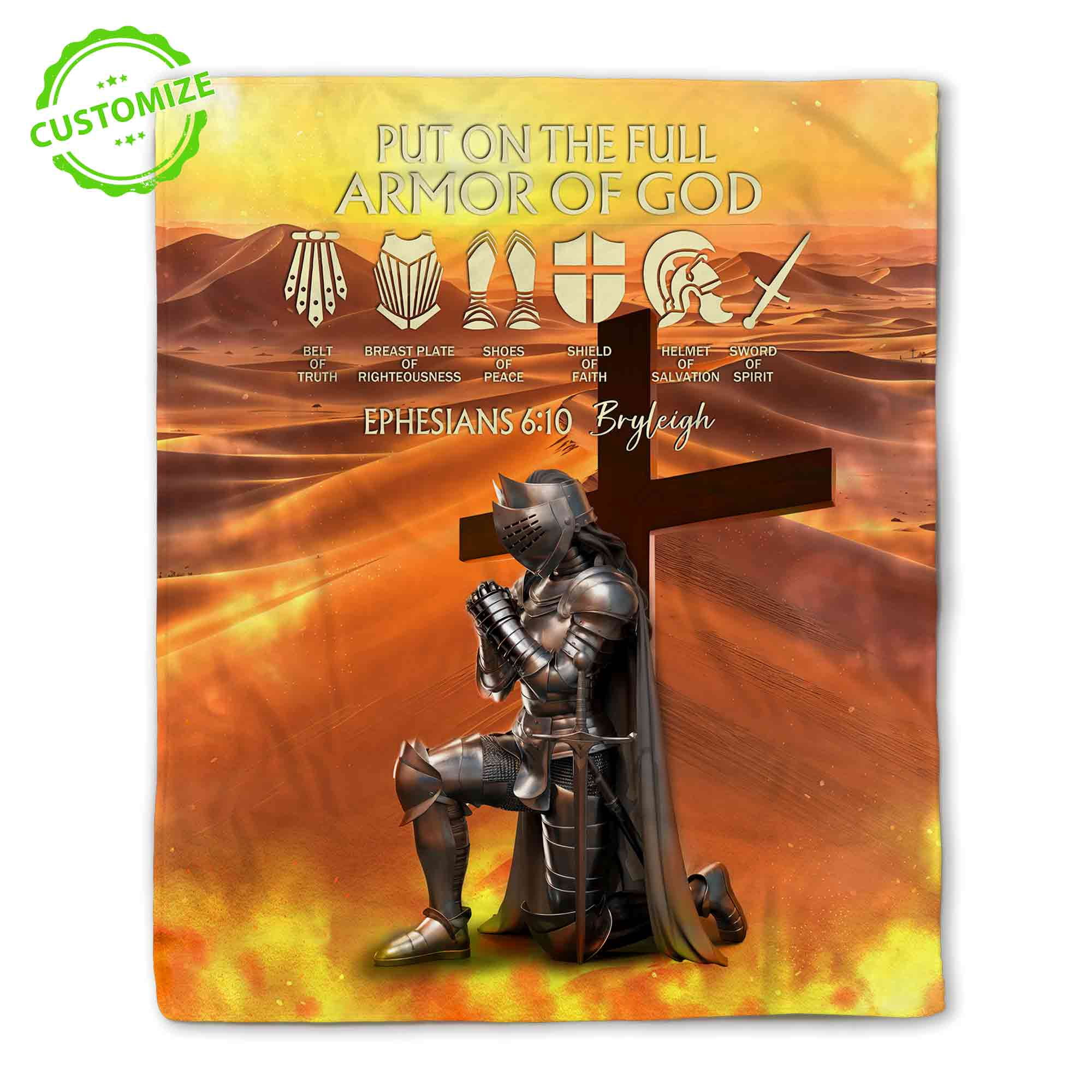 Customizaholic Custom Blanket With Name, Armor Of God Blanket ...