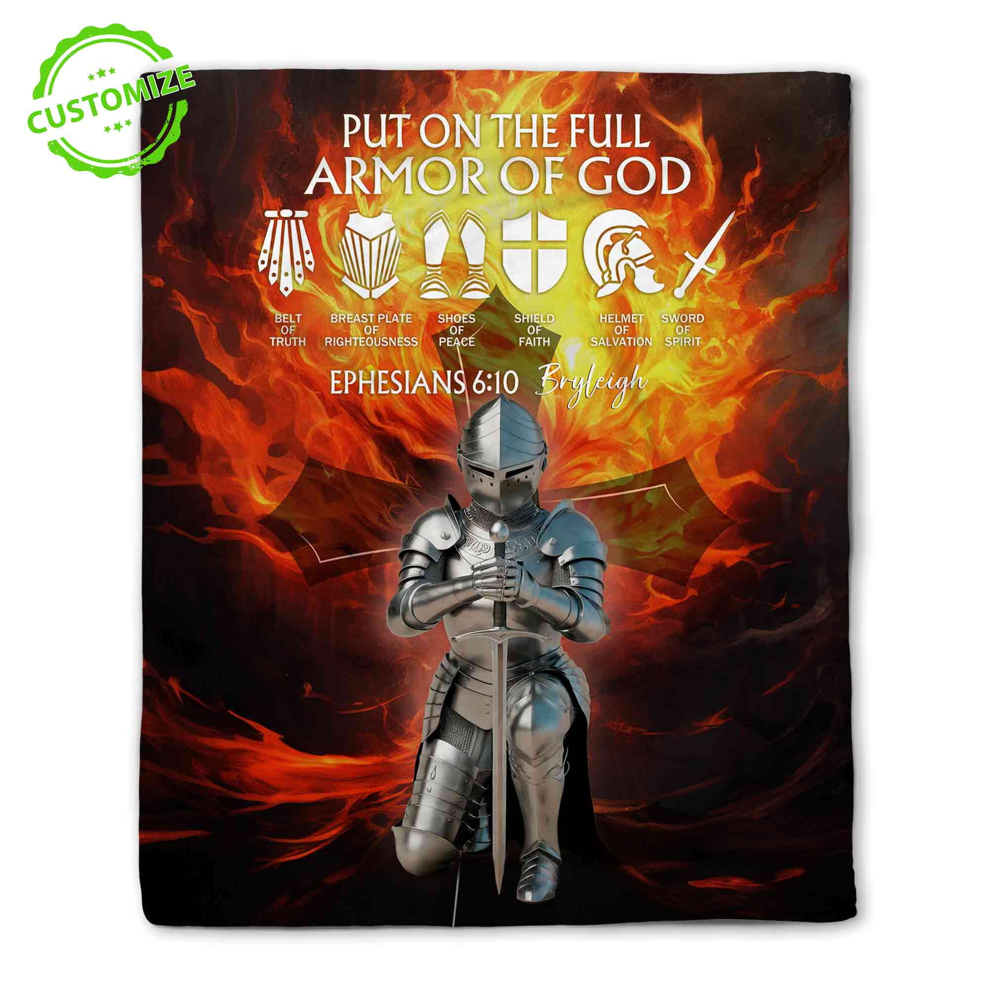 Customizaholic Custom Blanket With Name, Armor Of God Blanket ...