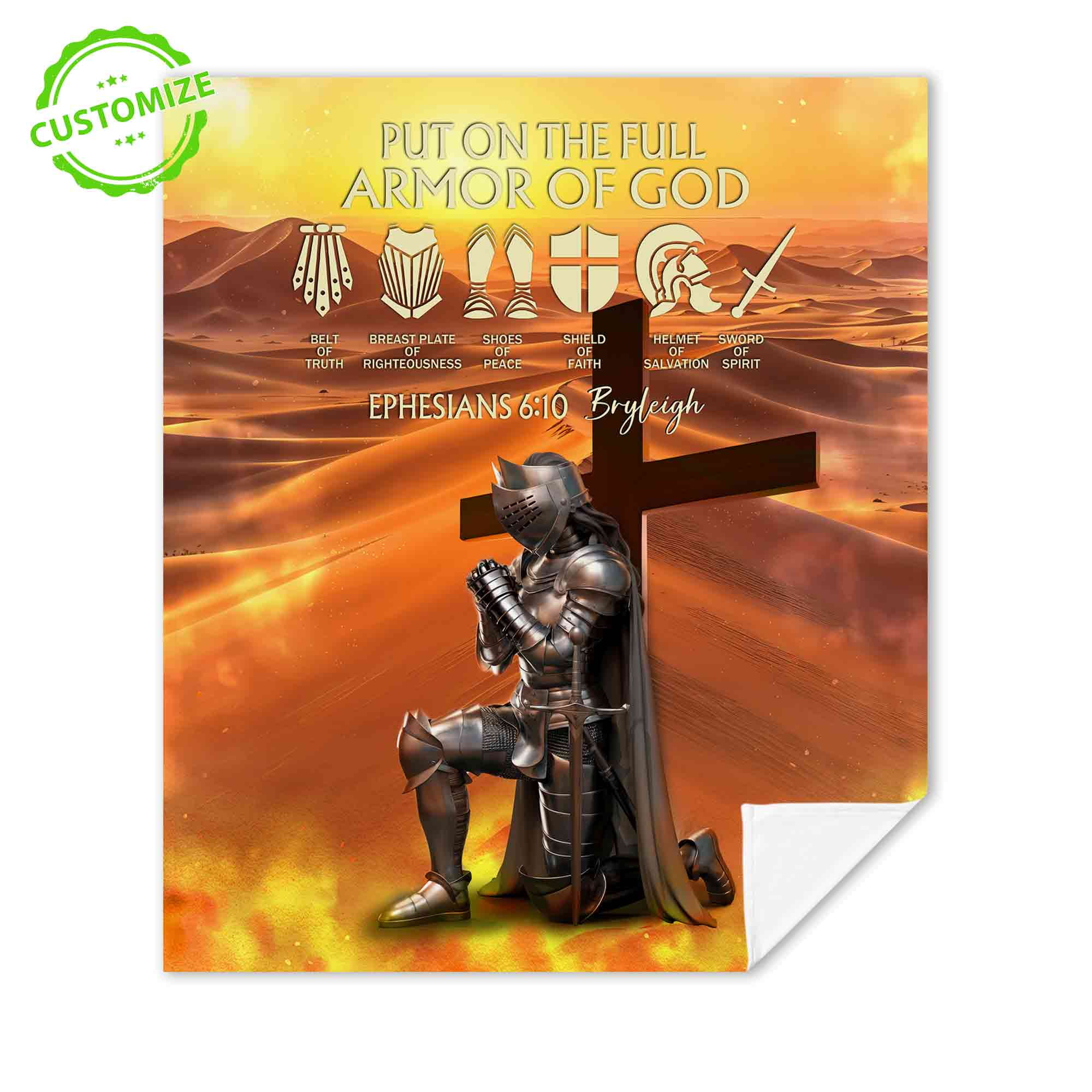 Customizaholic Custom Blanket With Name, Armor Of God Blanket ...