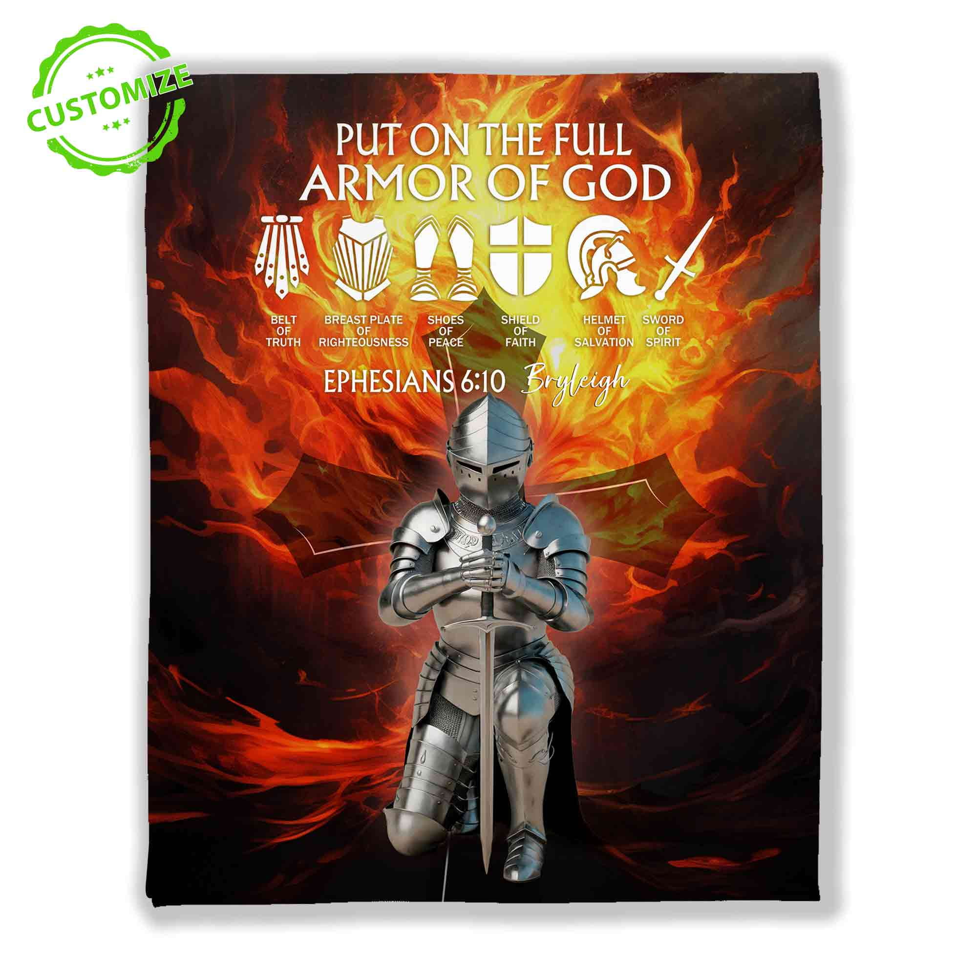 Customizaholic Custom Blanket With Name, Armor Of God Blanket ...