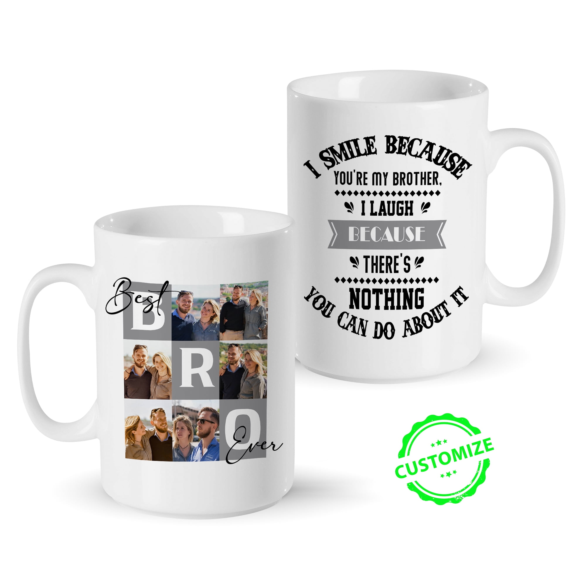 Customizaholic Custom Brother Photo Mug, Best Bro Ever Mug, Funny ...