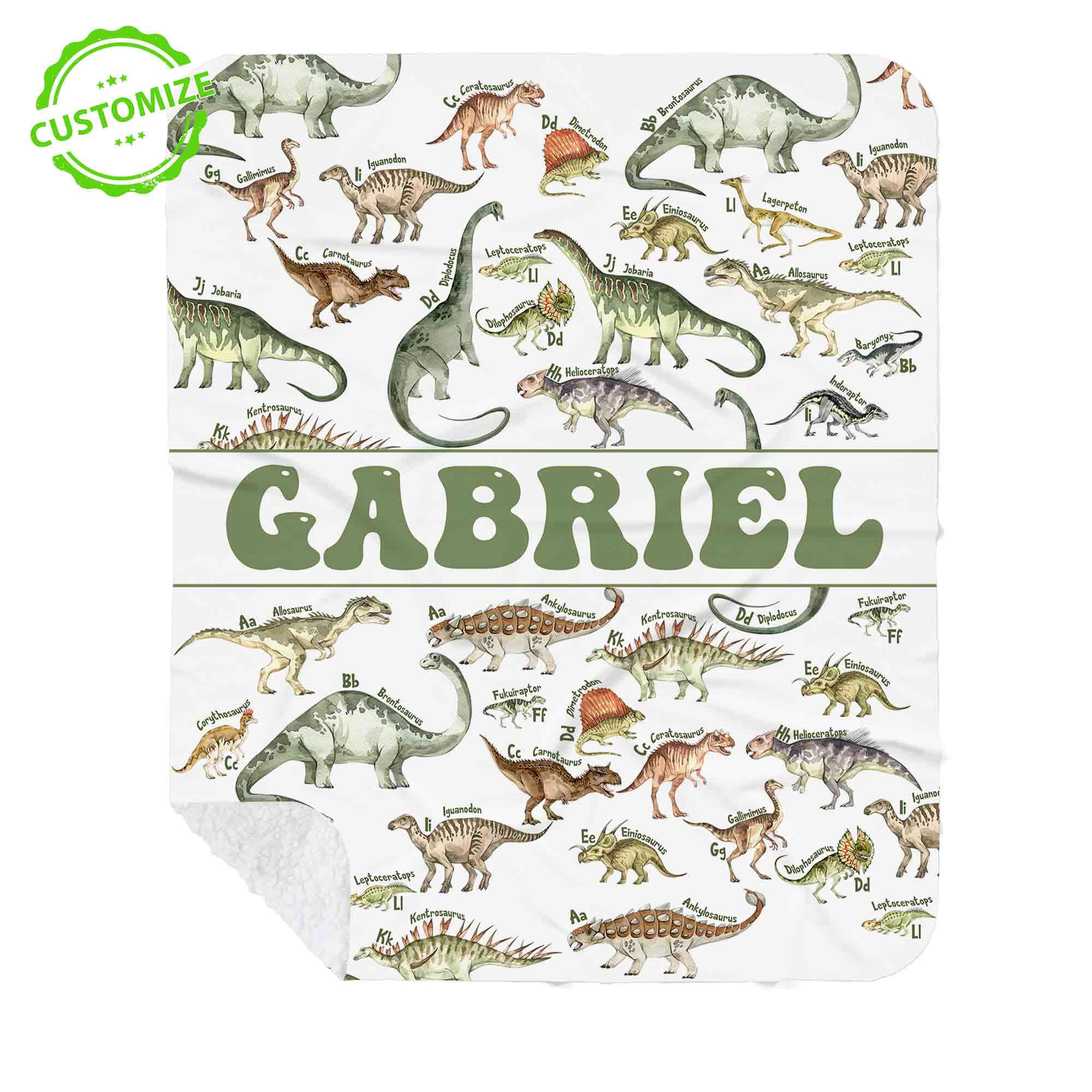 Customizaholic Custom Dinosaur Alphabet Blanket with Personalized Name ...