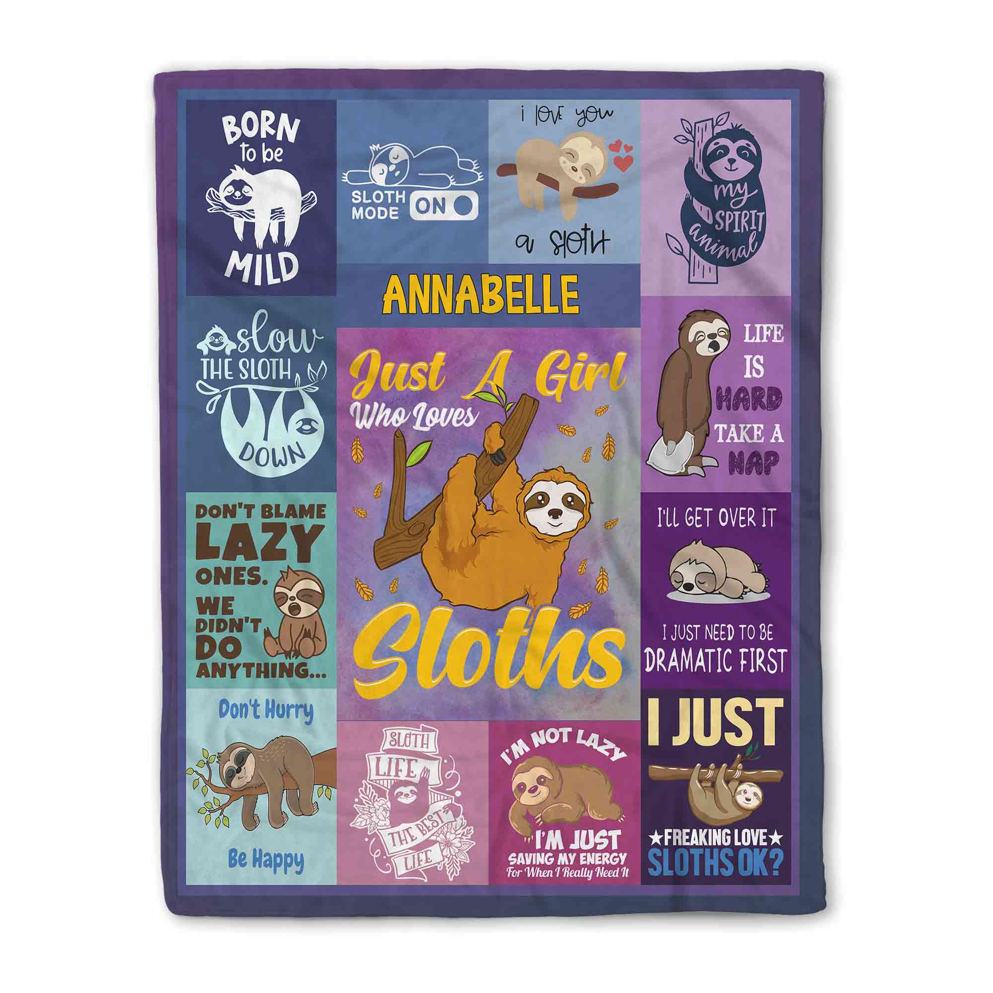 Customizaholic Custom Name Blanket, Sloth Blanket, Sloth Blanket For ...