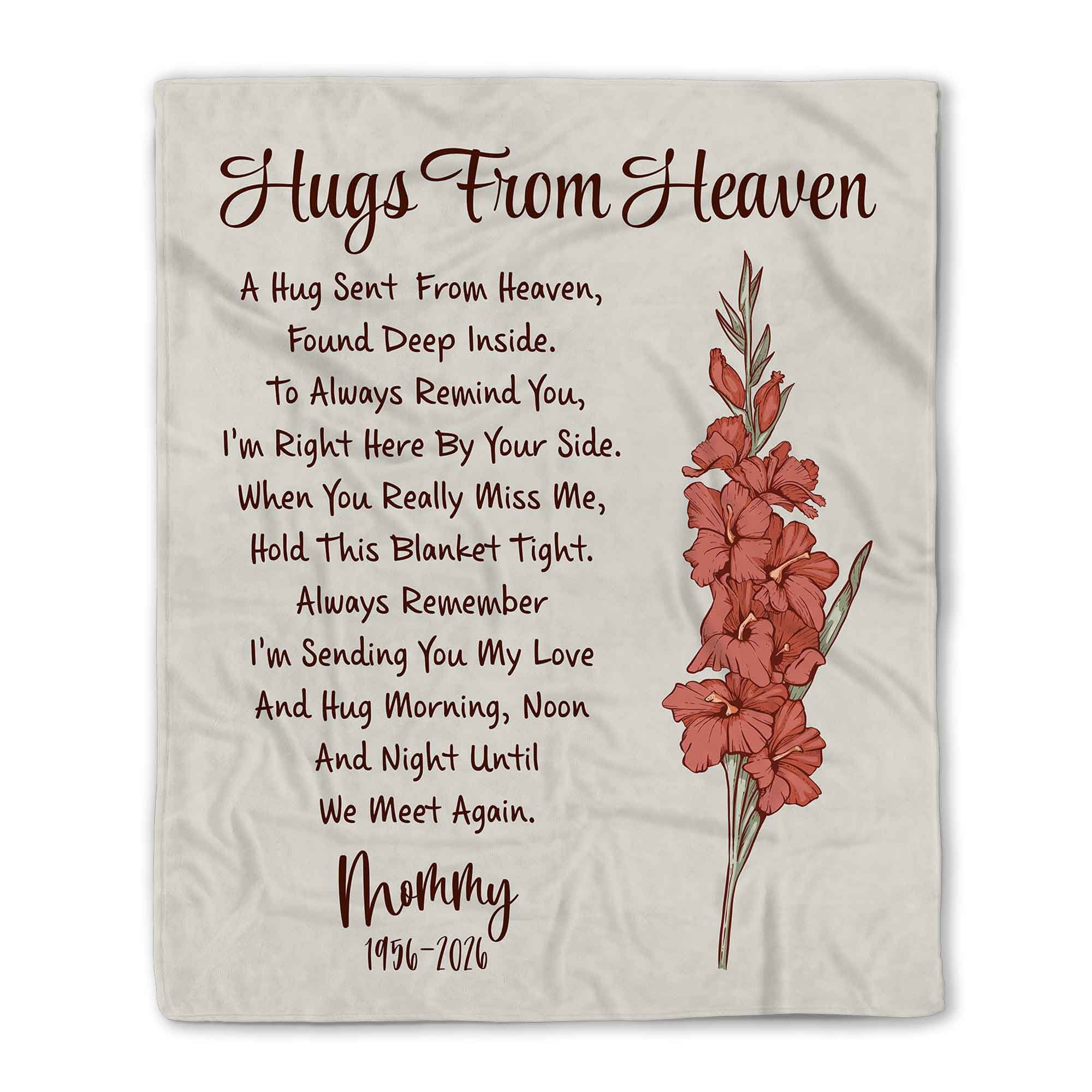 Customizaholic Hugs From Heaven Memorial Blanket, Personalized Sympathy ...