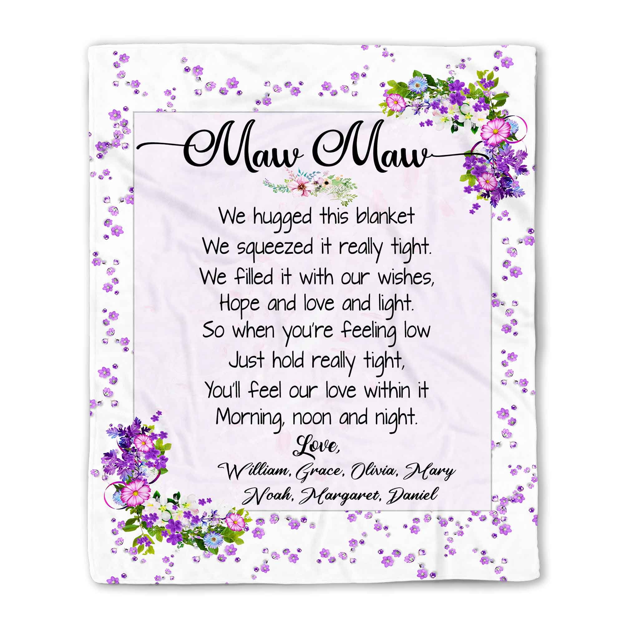 Customizaholic Maw Maw Hug Poem Blanket, Personalized Grandma Gift from ...
