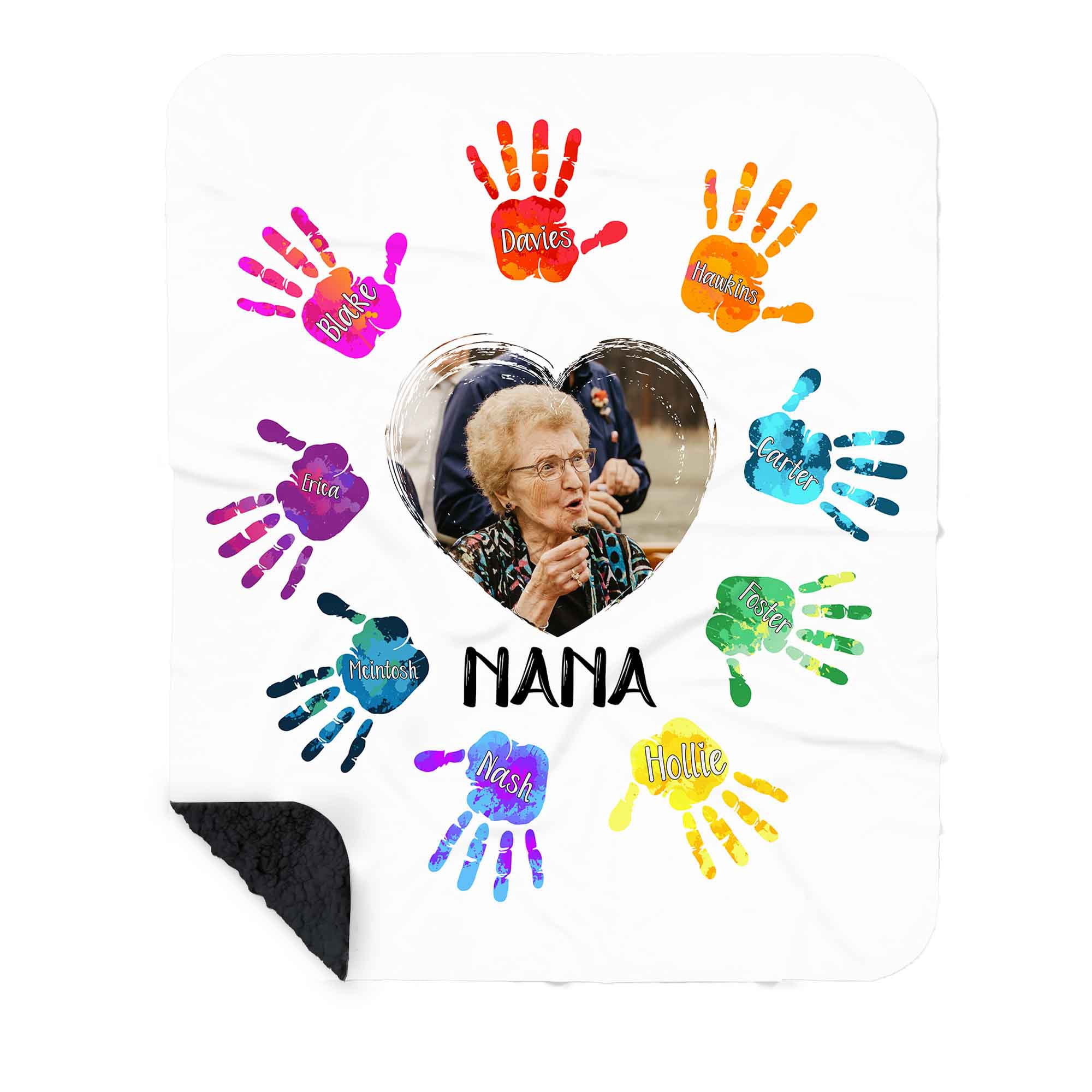 Customizaholic Nana Handprint Blanket – Personalized Grandma Photo ...