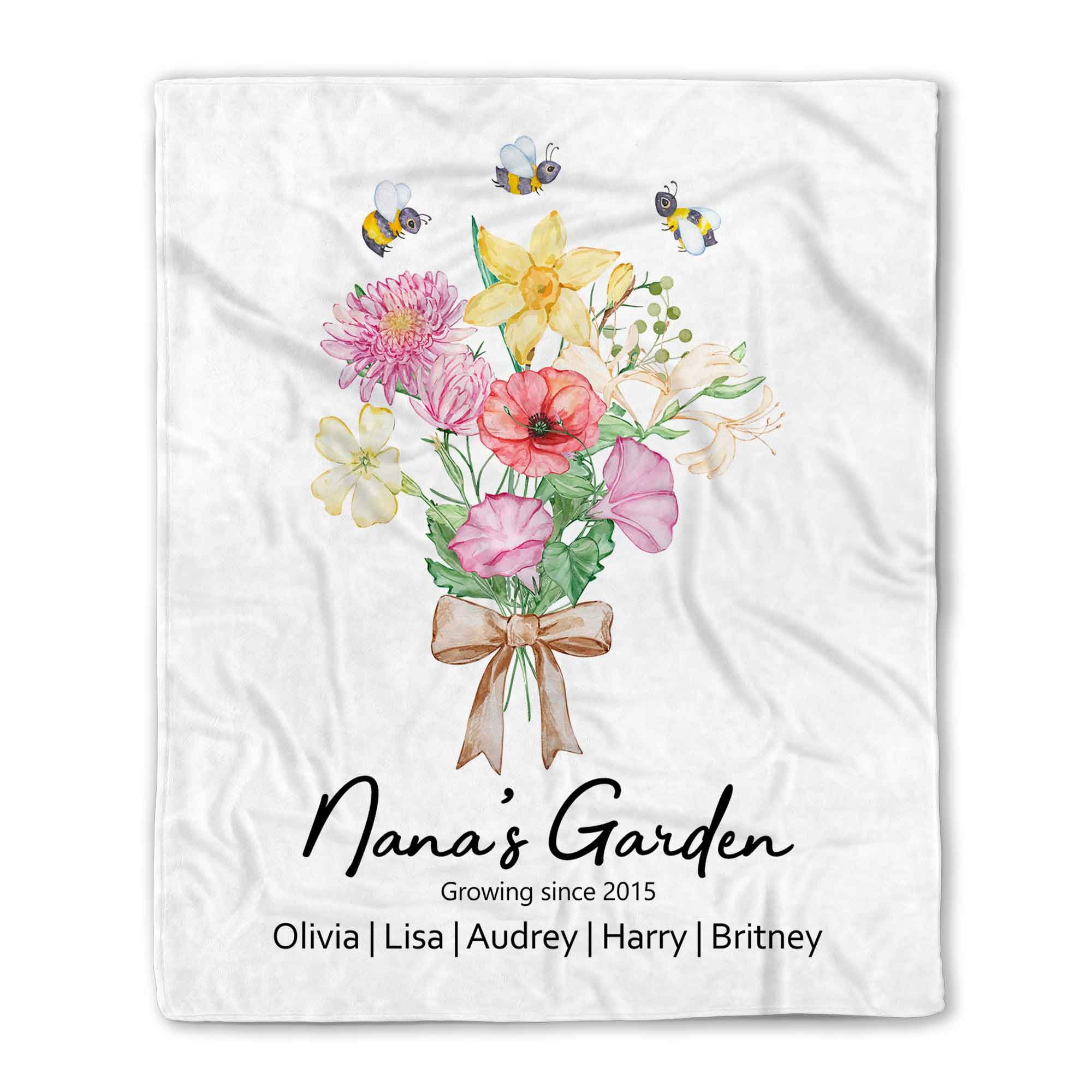 Customizaholic Nana’s Garden Personalized Blanket, Custom Names & Year ...