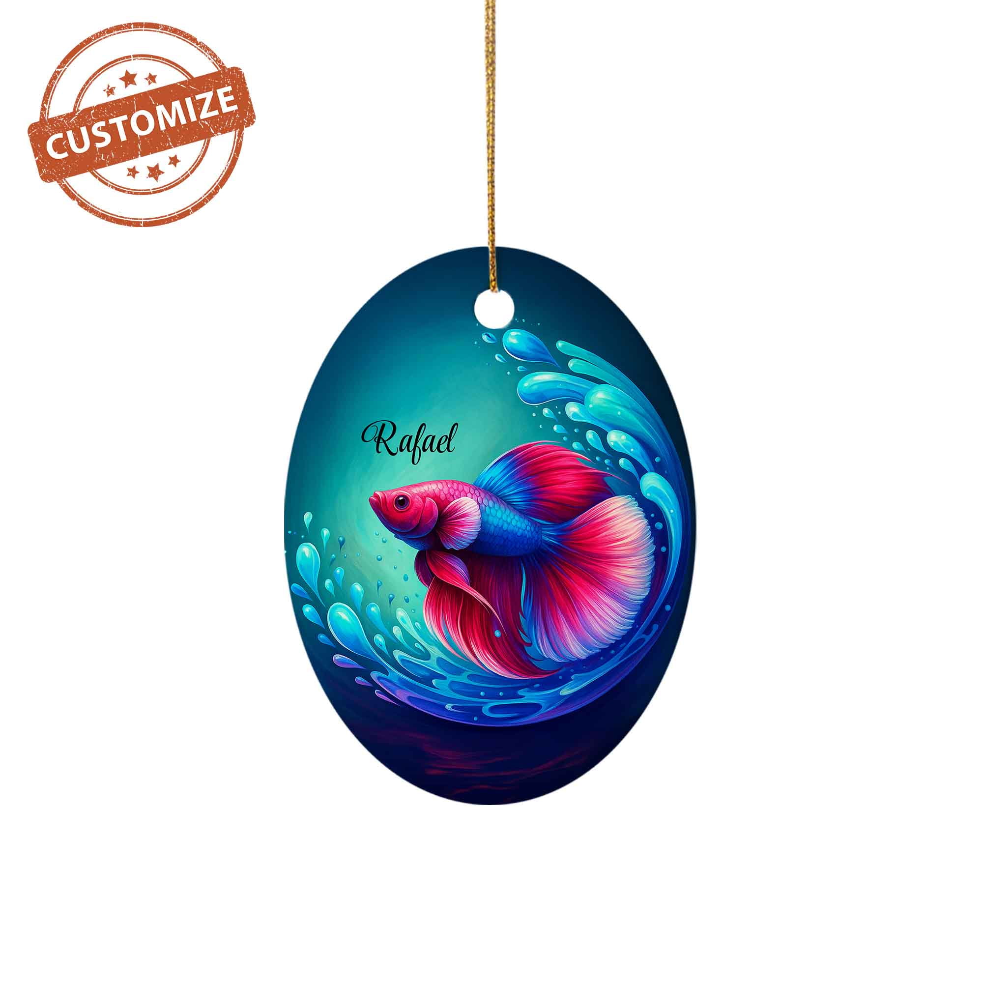 Customizaholic Personalized Betta Fish Ornament – Custom Name – Vibrant ...