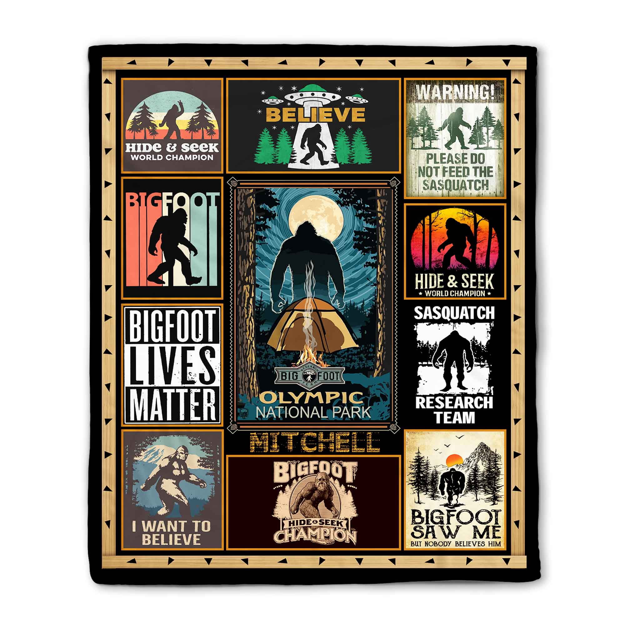 Customizaholic Personalized Bigfoot Hide & Seek Collage Blanket with ...