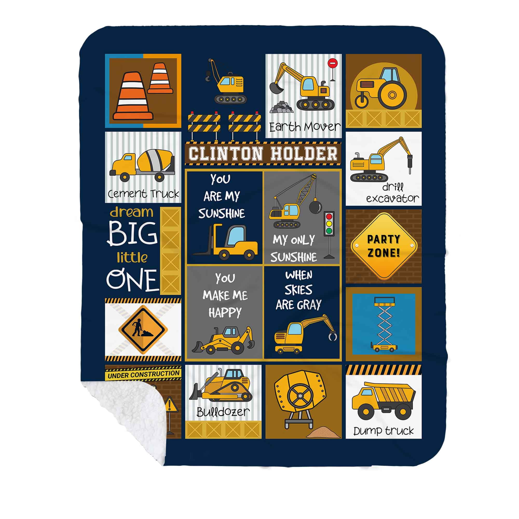 Customizaholic Personalized Construction Blanket - Bulldozer Excavator ...