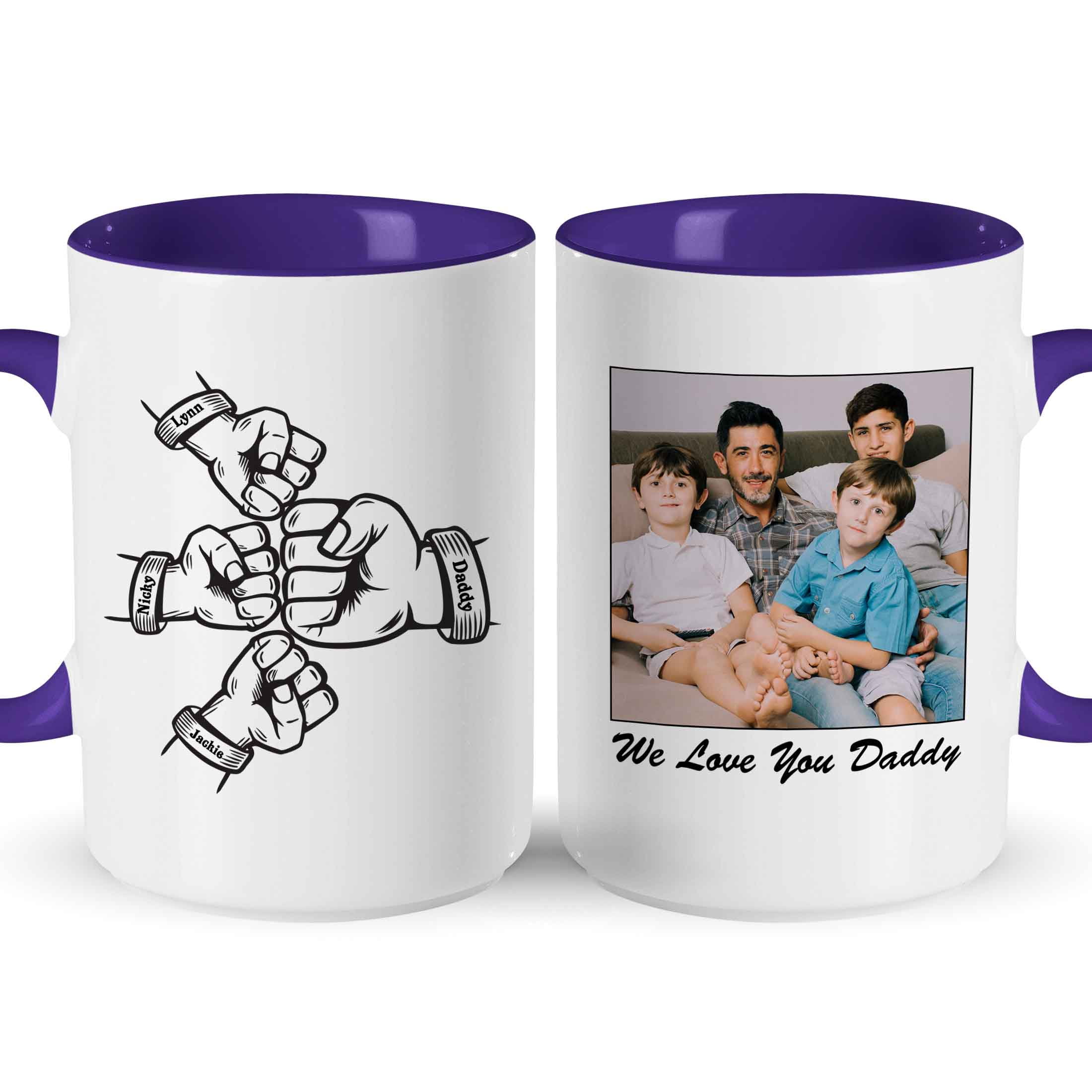 Customizaholic Personalized Daddy Photo Mug with Kids Names Fist Bump ...