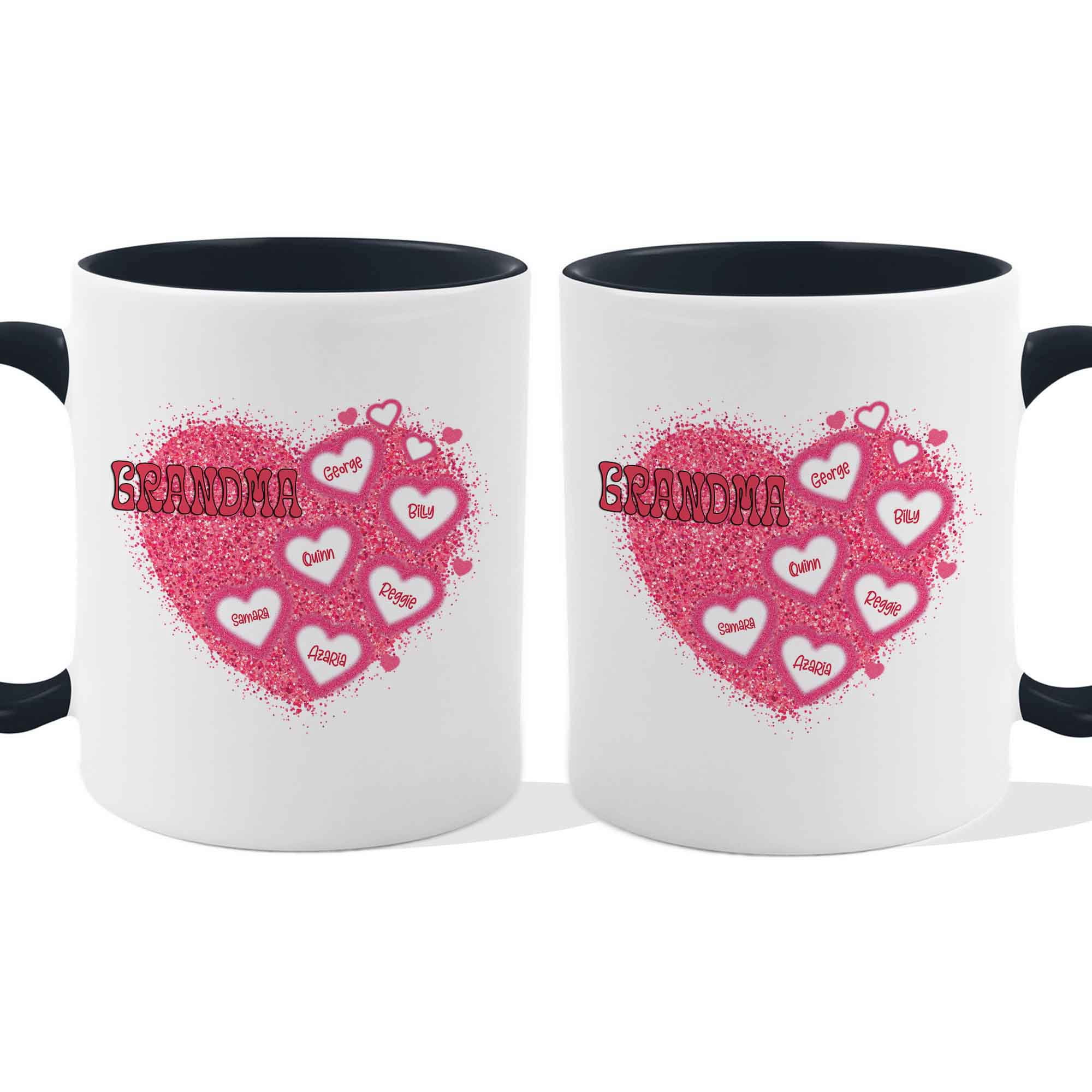Customizaholic Personalized Grandma Heart Mug - Custom Grandkids Names ...