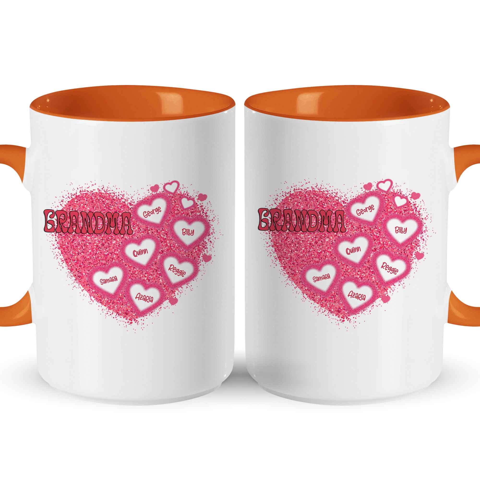 Customizaholic Personalized Grandma Heart Mug - Custom Grandkids Names ...