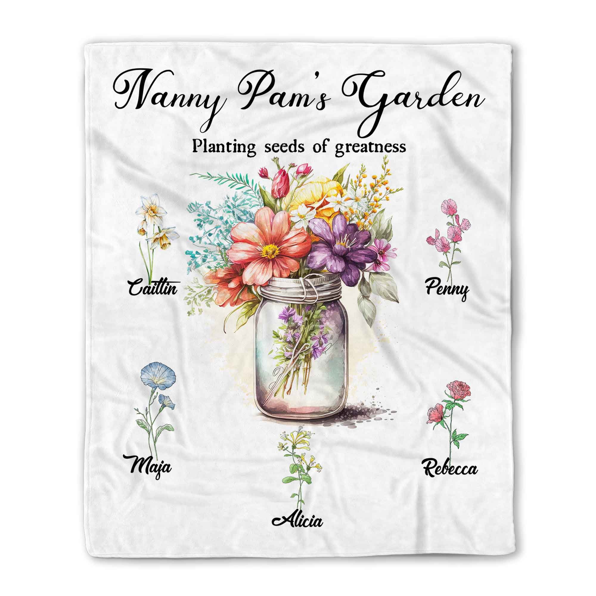 Customizaholic Personalized Grandma’s Garden Blanket, Custom Grandkids ...