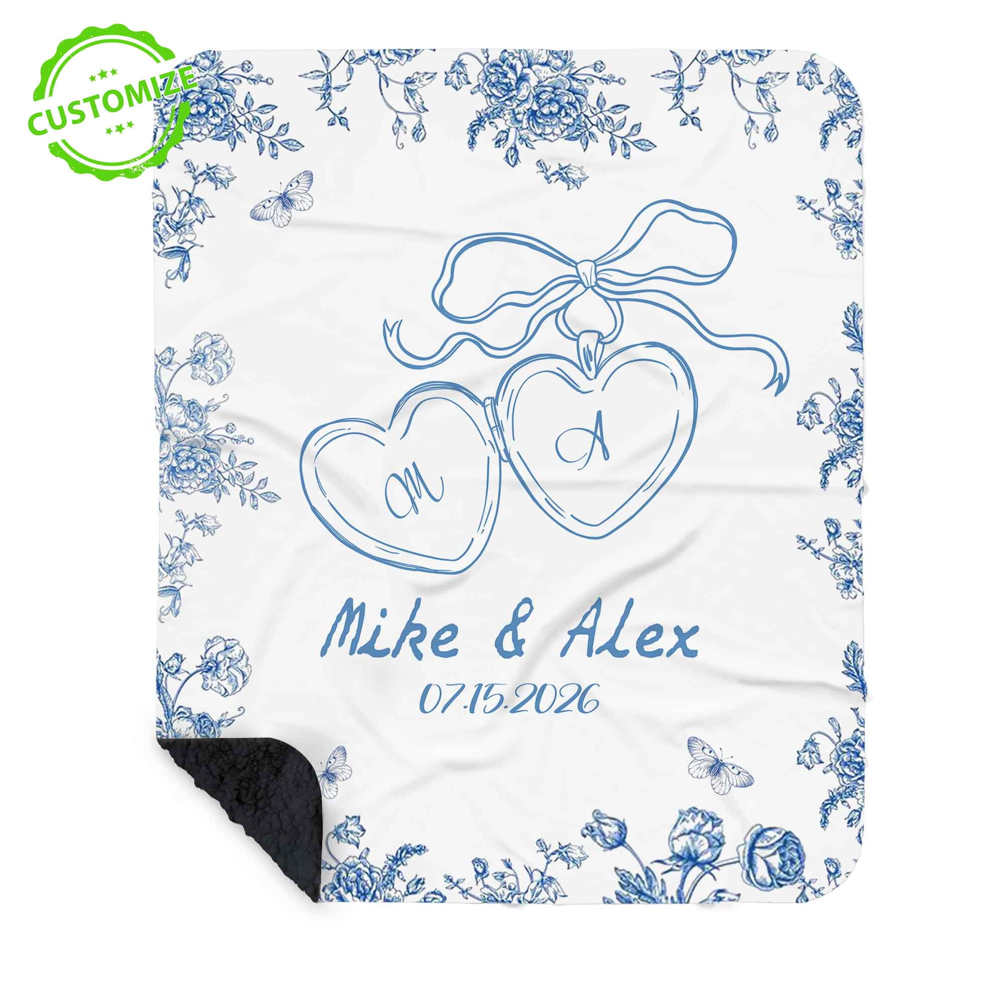 Customizaholic Personalized Heart Locket Blanket – Custom Names & Date ...