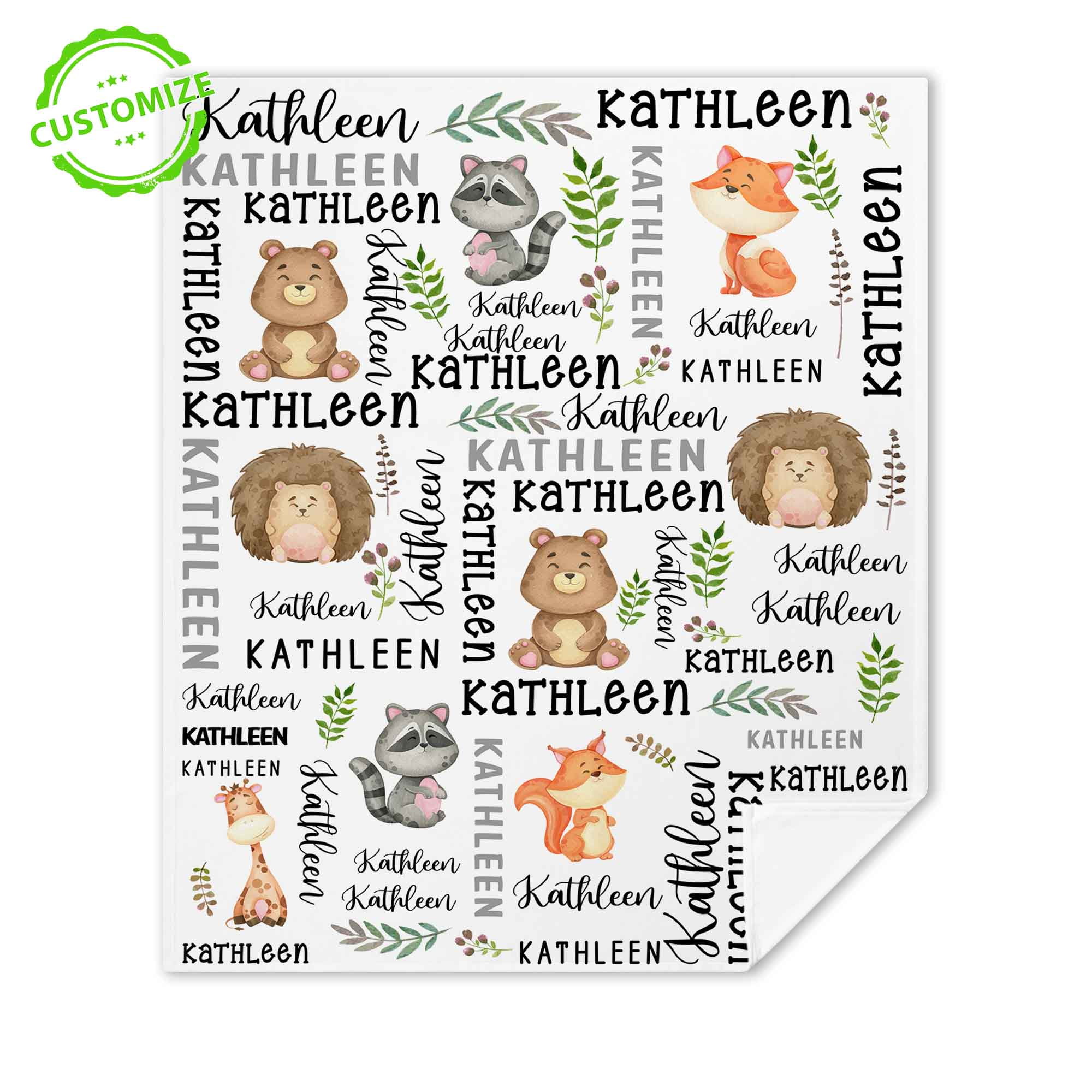 Customizaholic Personalized Name Animal Pattern Blanket - Custom Name ...