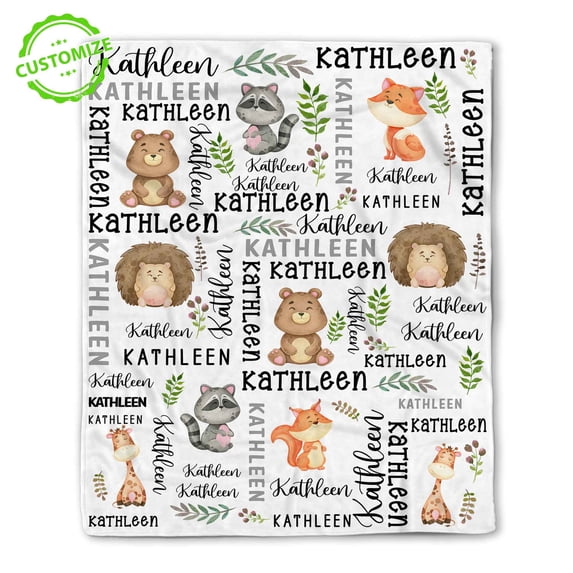Customizaholic Personalized Name Animal Pattern Blanket - Custom Name ...