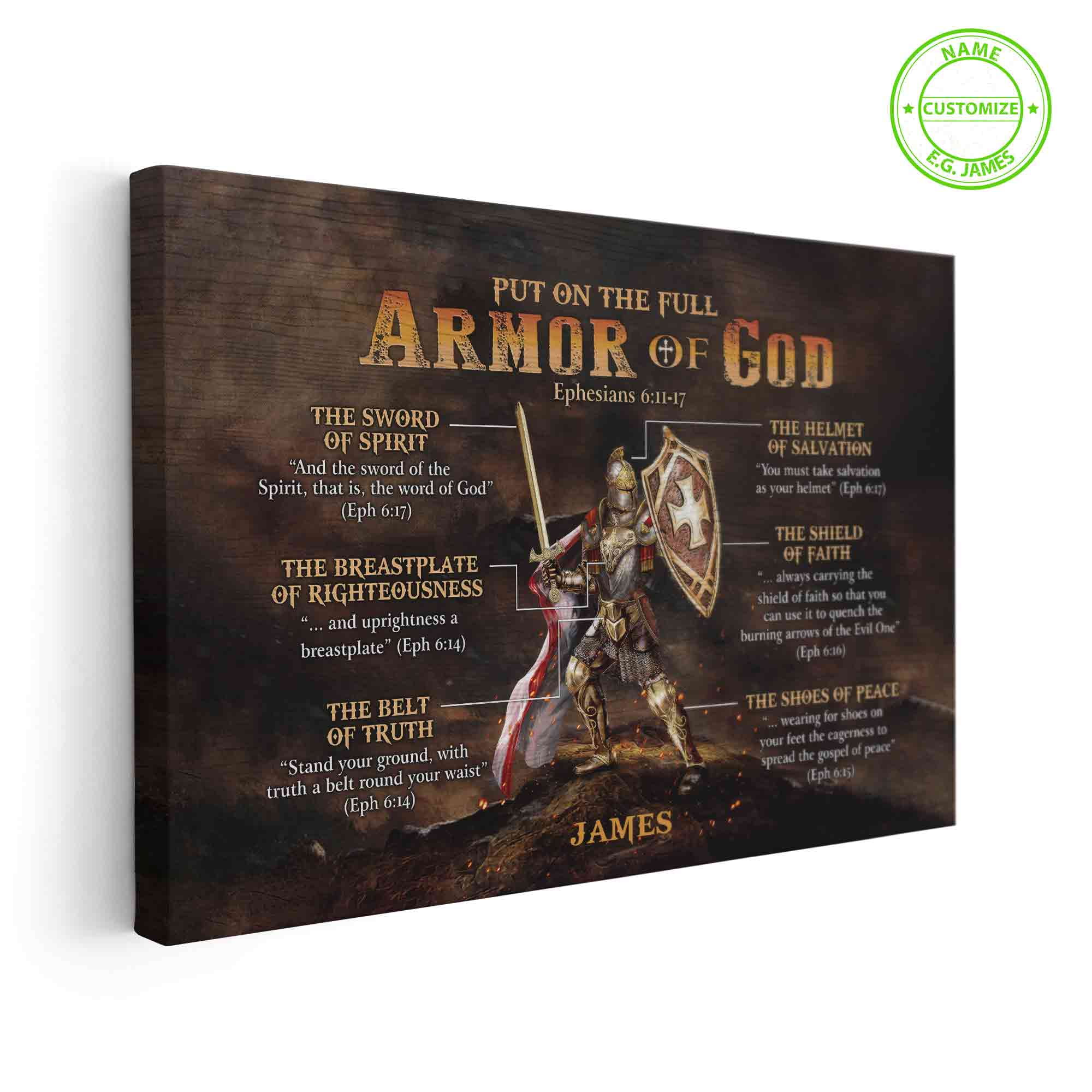 Customizaholic Personalized Name Canvas, Armor of God Wall Art, Custom ...