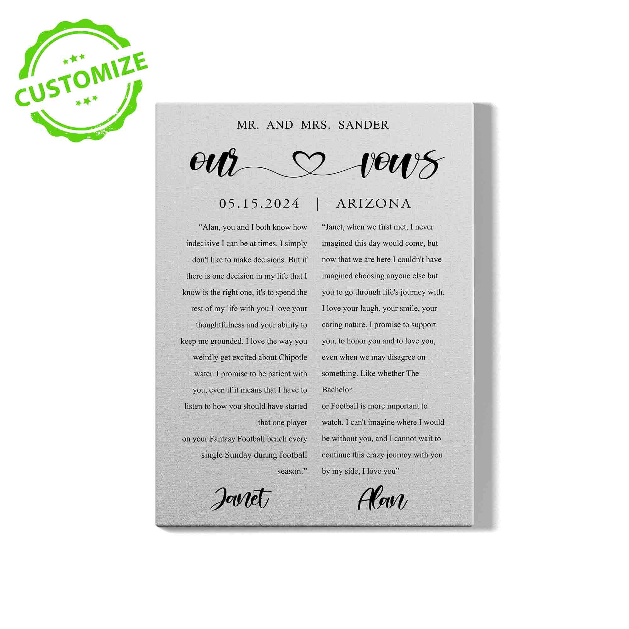 Customizaholic Personalized Name Canvas, Couple Canvas, Anniversary ...