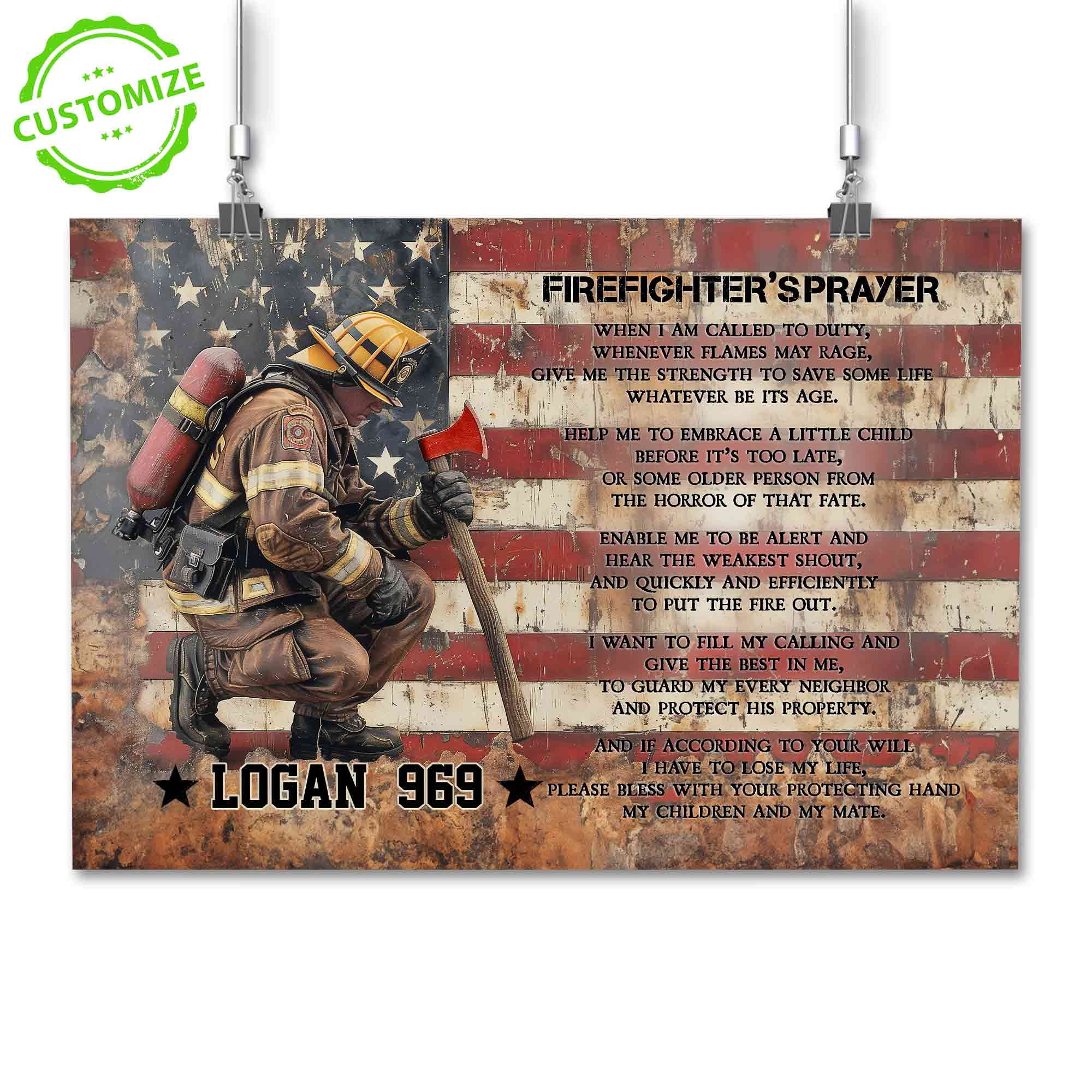Customizaholic Personalized Name Canvas, Firefighter Prayer Canvas ...