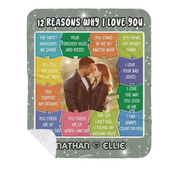 Customizaholic Personalized Photo Blanket, 12 Reasons Why I Love You ...