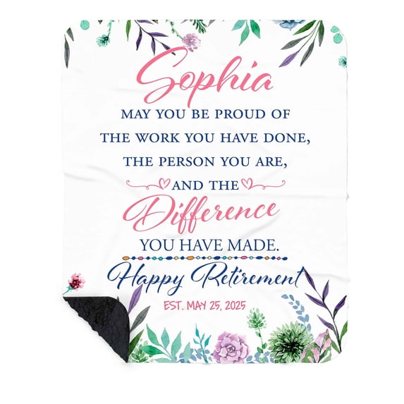 Customizaholic Personalized Retirement Blanket, Custom Name Floral ...