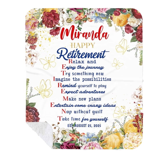 Customizaholic Personalized Retirement Blanket, Custom Name Happy ...