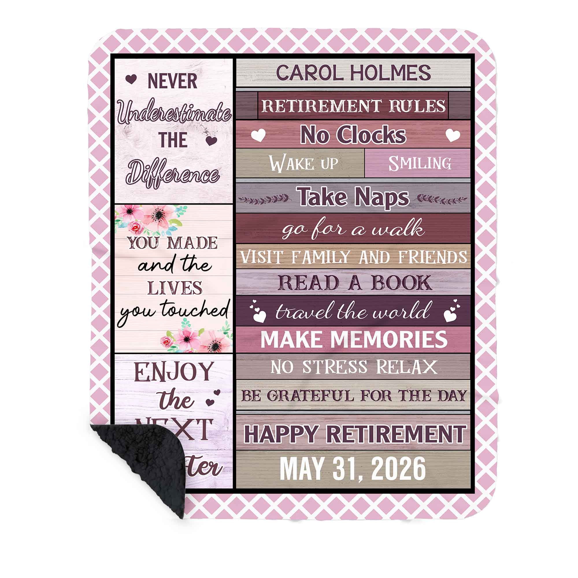 Customizaholic Personalized Retirement Rules Blanket – Custom Name ...