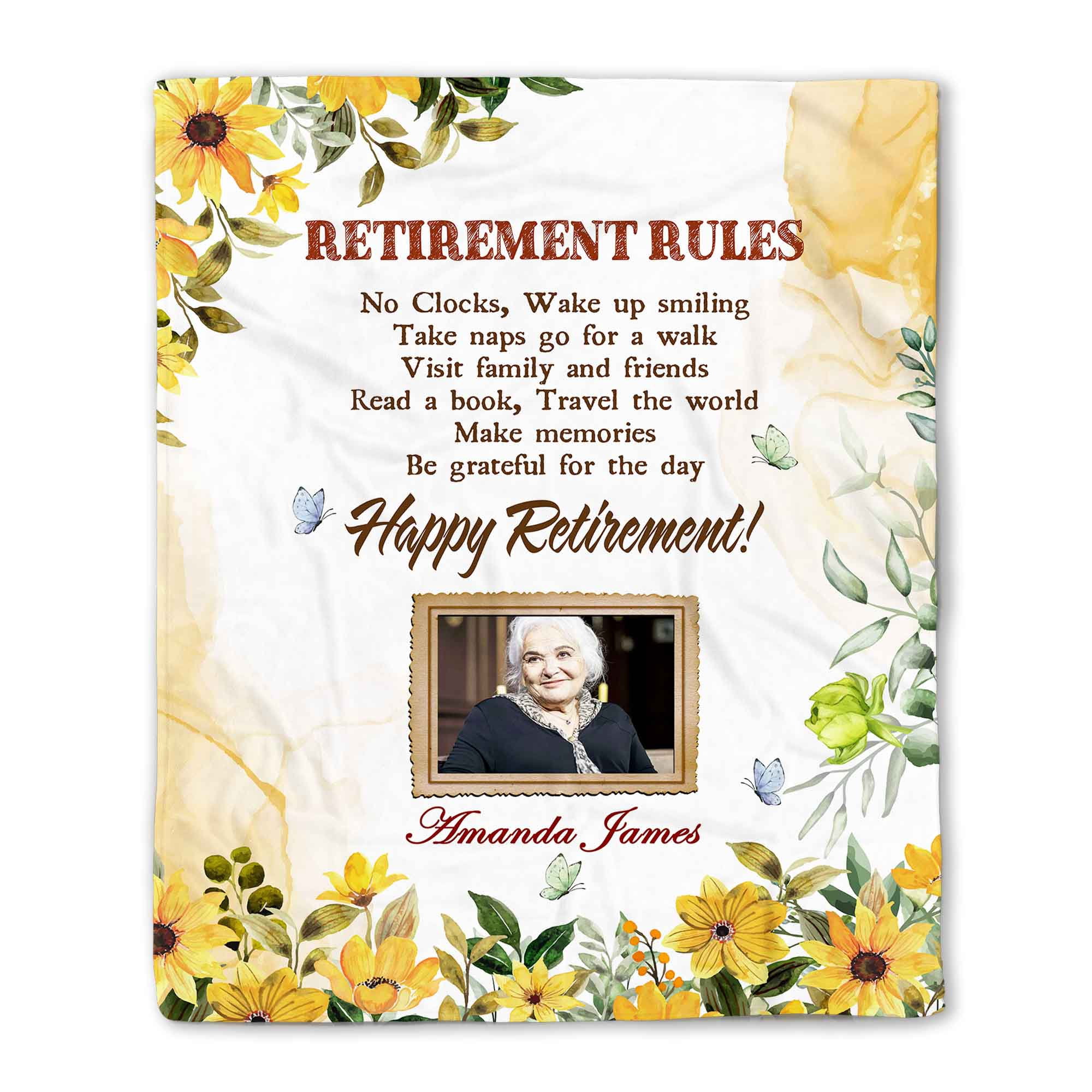 Customizaholic Personalized Retirement Rules Blanket, Custom Photo ...