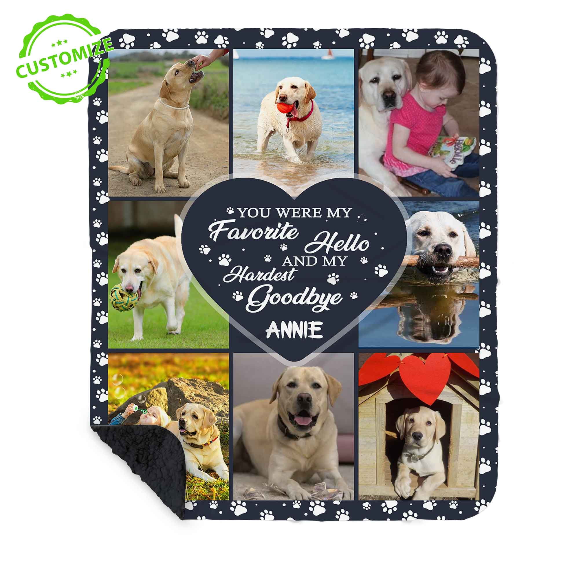 Customizaholic Pet Memorial Blanket – Personalized Dog Photo Collage ...