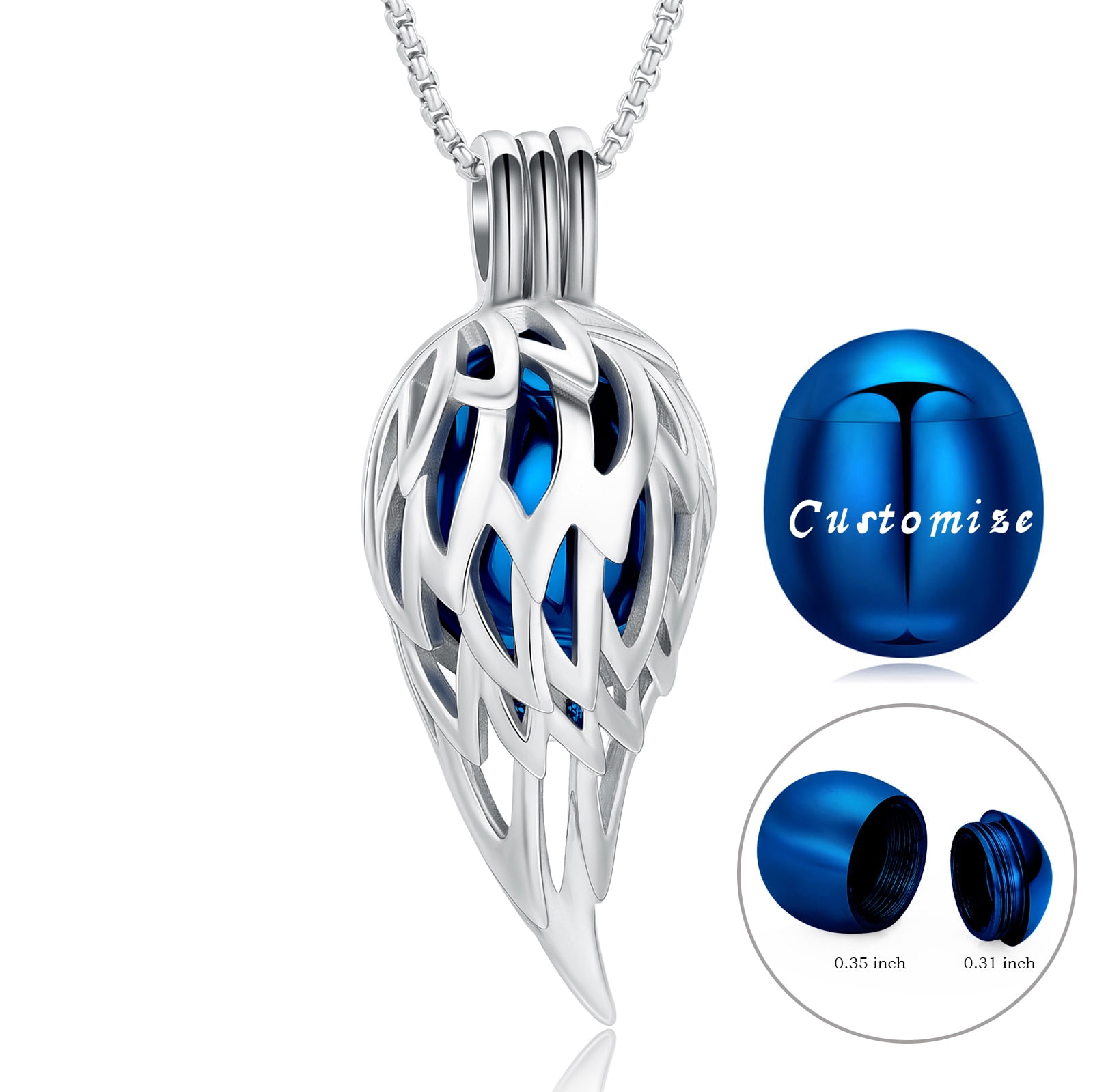 Customize Angel Wing with Urn Cremation Jewelry for Ashes Pendent for ...