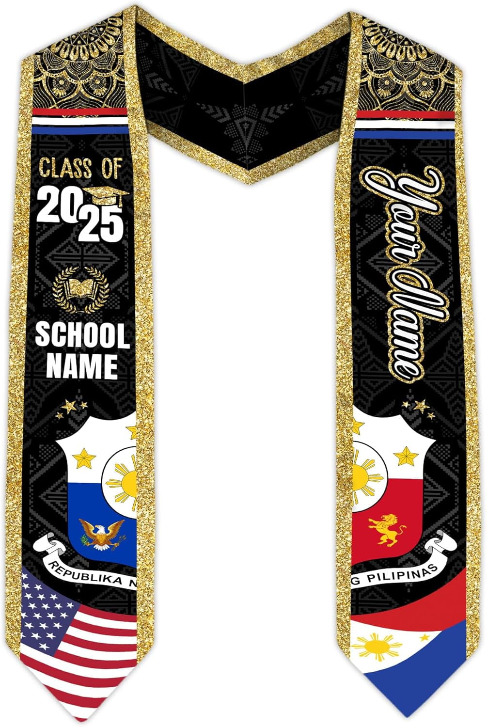 Customize Filipino Graduation Sash, Philippines Graduation Stole ...
