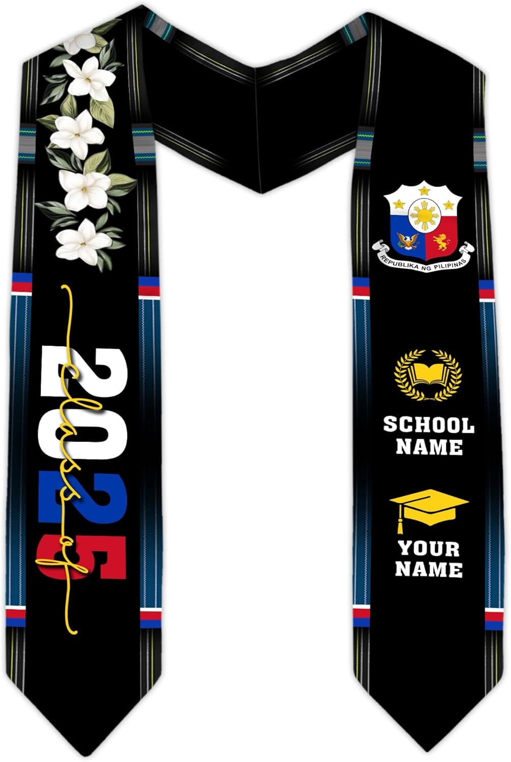 Customize Filipino Graduation Sash, Philippines Graduation Stole ...
