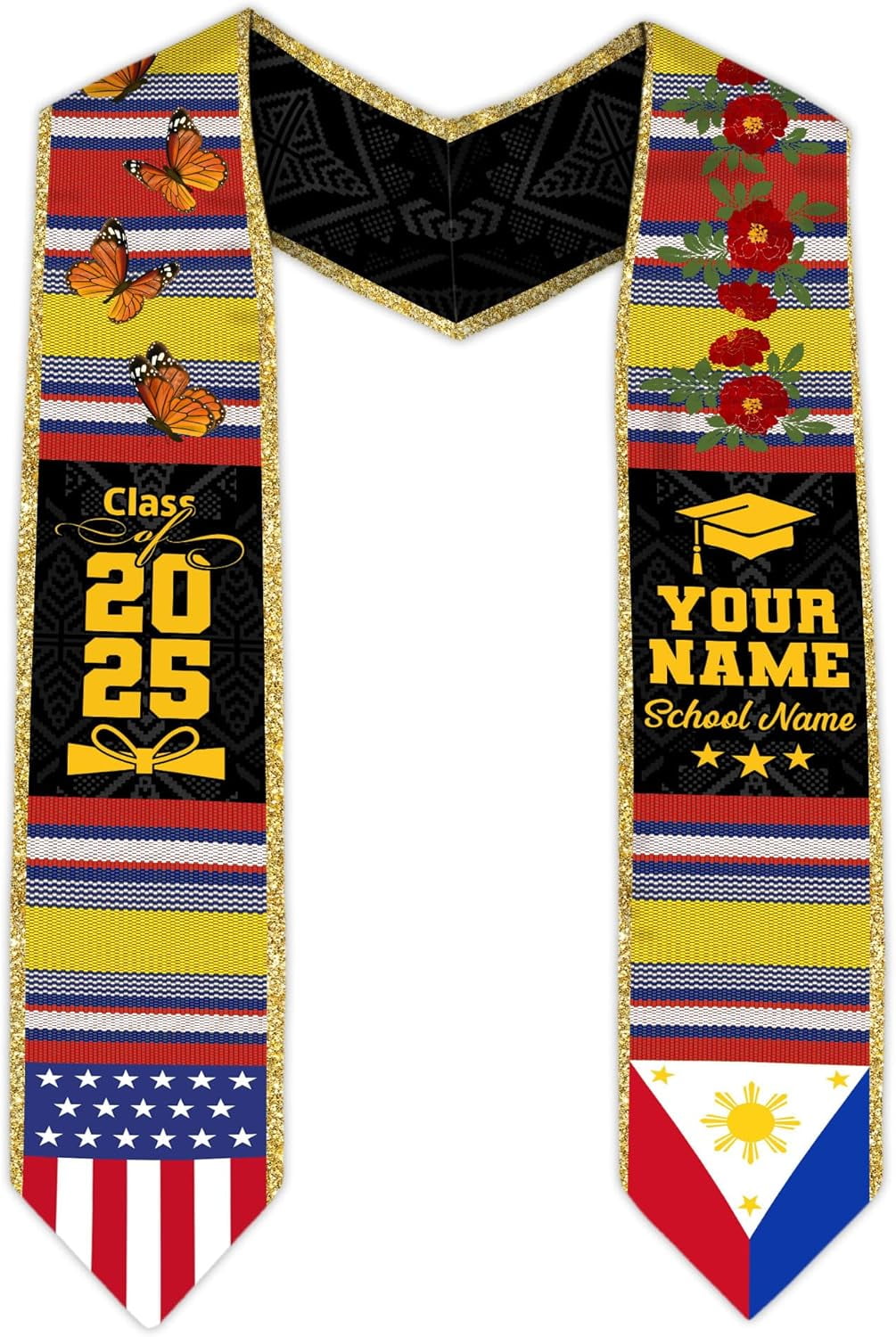 Customize Filipino Graduation Sash, Philippines Graduation Stole ...
