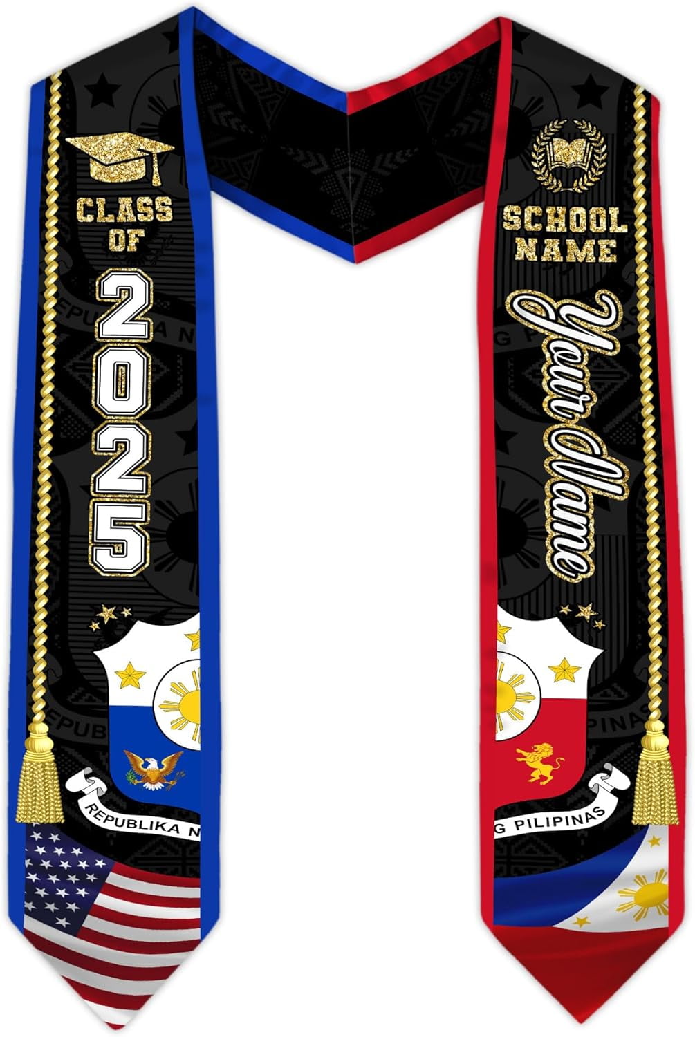 Customize Filipino Graduation Sash, Philippines Graduation Stole ...