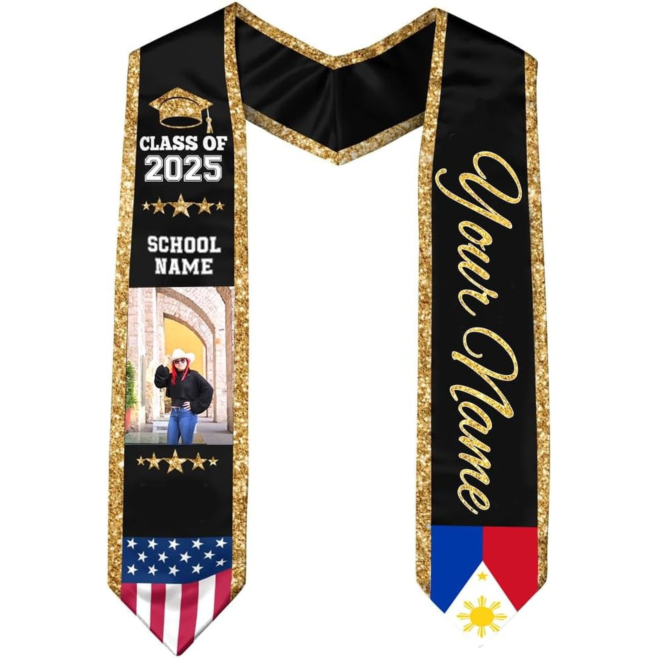 Customize Filipino Graduation Sash, Philippines Graduation Stole ...