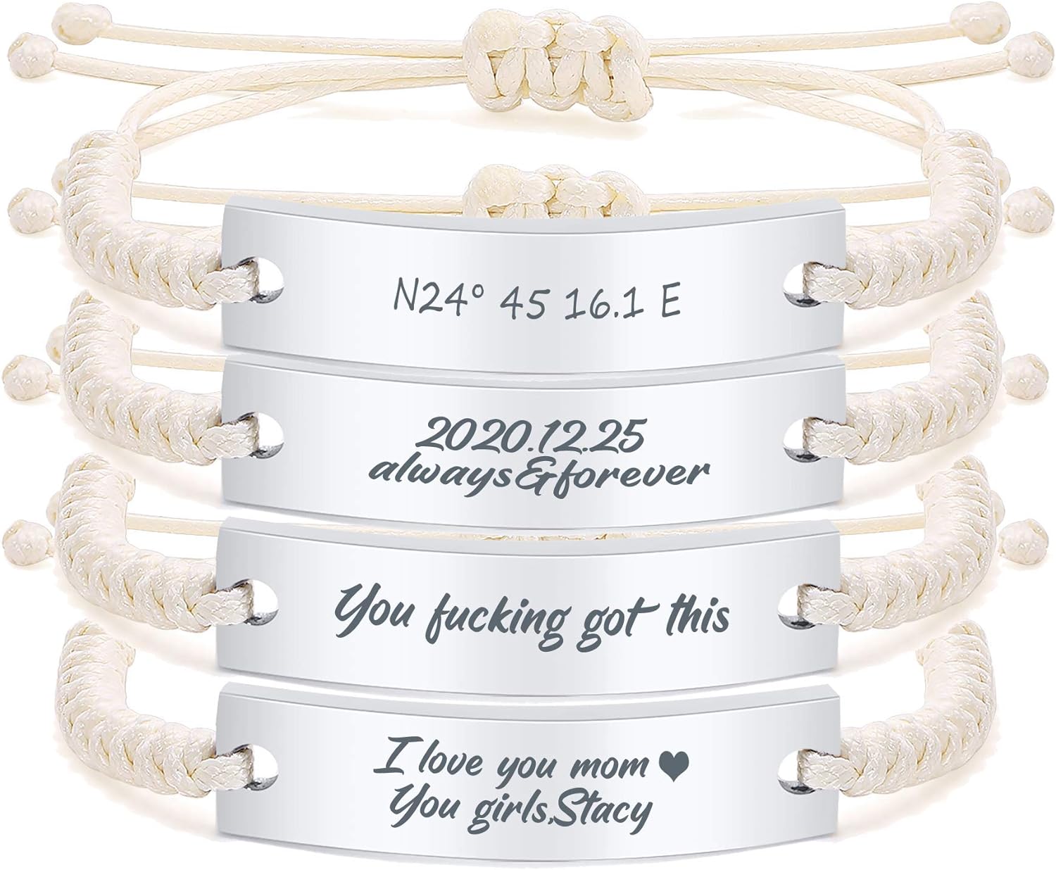 Customize Friendship Bracelet for 2/3/4/5 Handmade Braid Rope Stainless ...