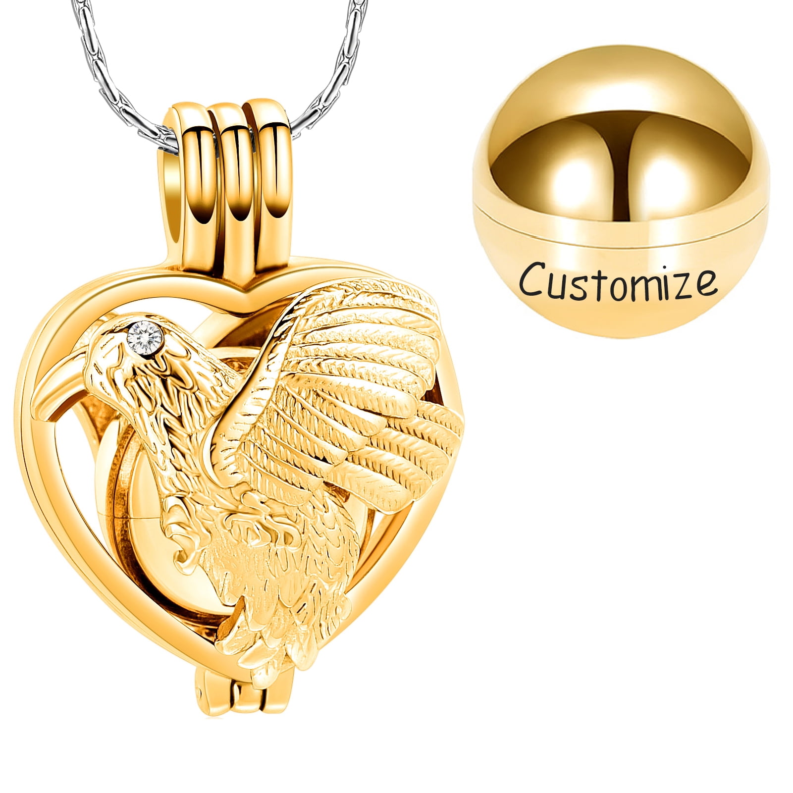 Customize Heart with Pigeon Necklace that Opens inside Cremation ...