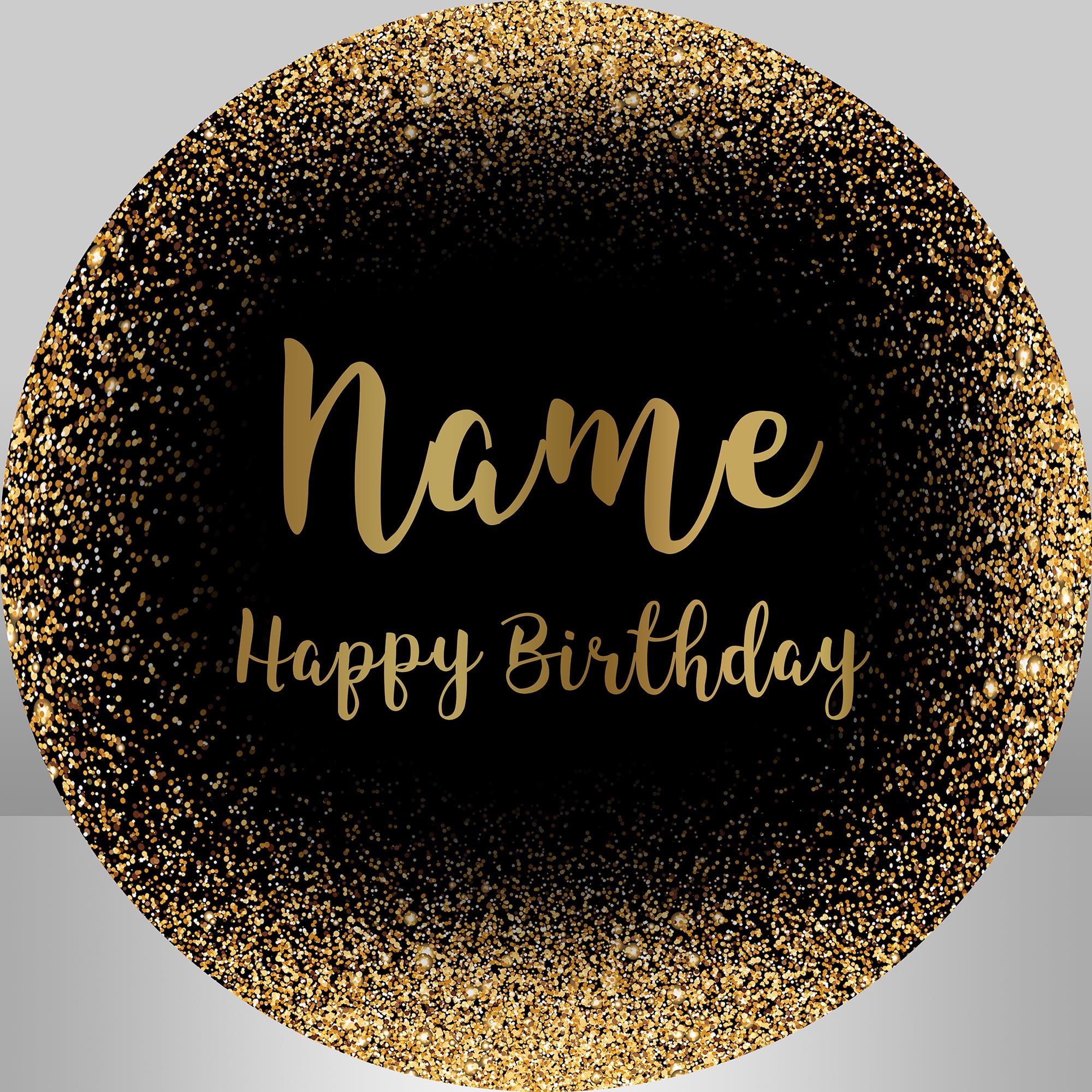 Customize Name Background for Photo Studio Black Gold Glitter Happy ...