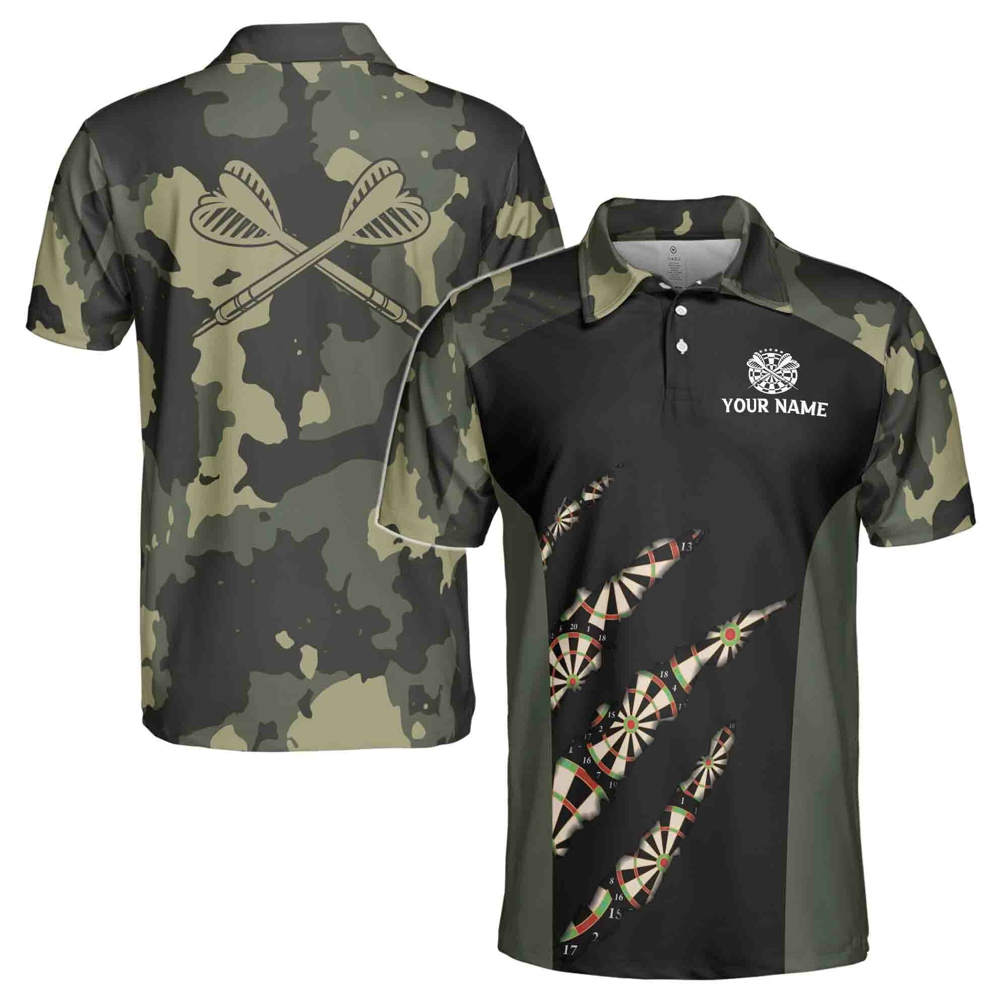 Customize Name Camo Dart Shirts Darts Retro Style Men's Polo Shirt S ...