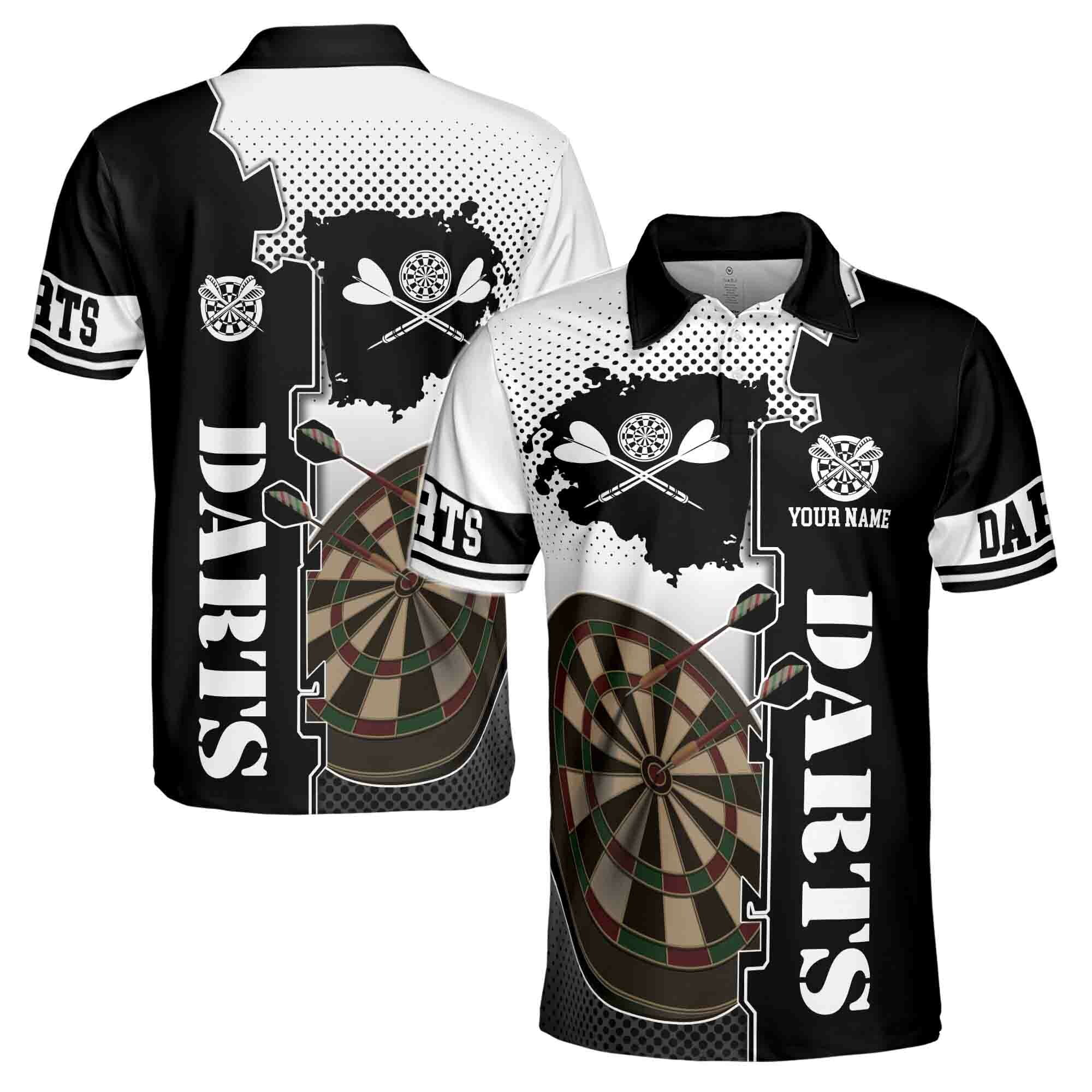 Customize Name Dartboard 3D Polo Shirt Men's Darts Team Polo Shirt S ...