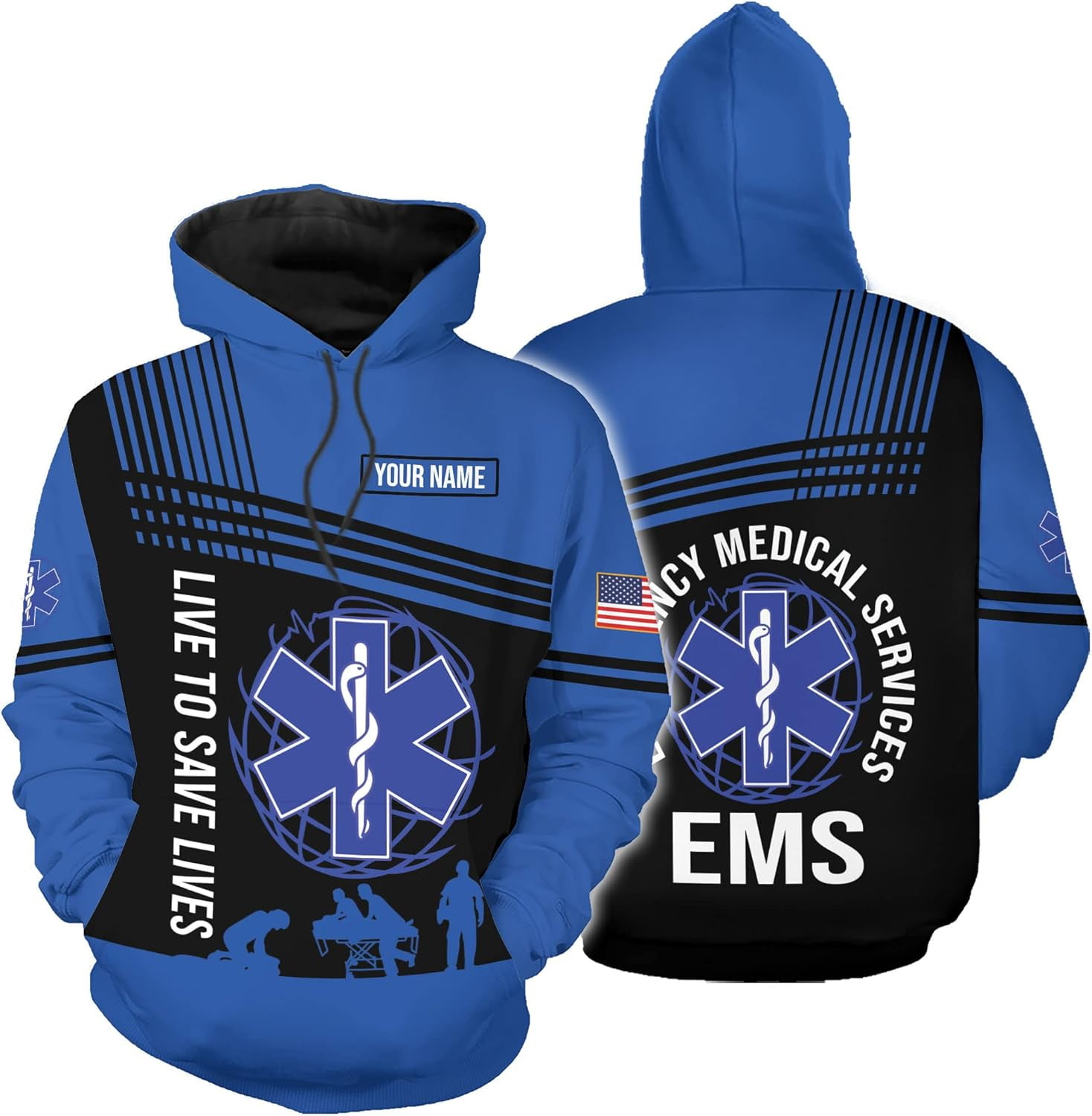 Customize Name EMS EMT Hoodie For Men And Women 3D All Over Printed ...