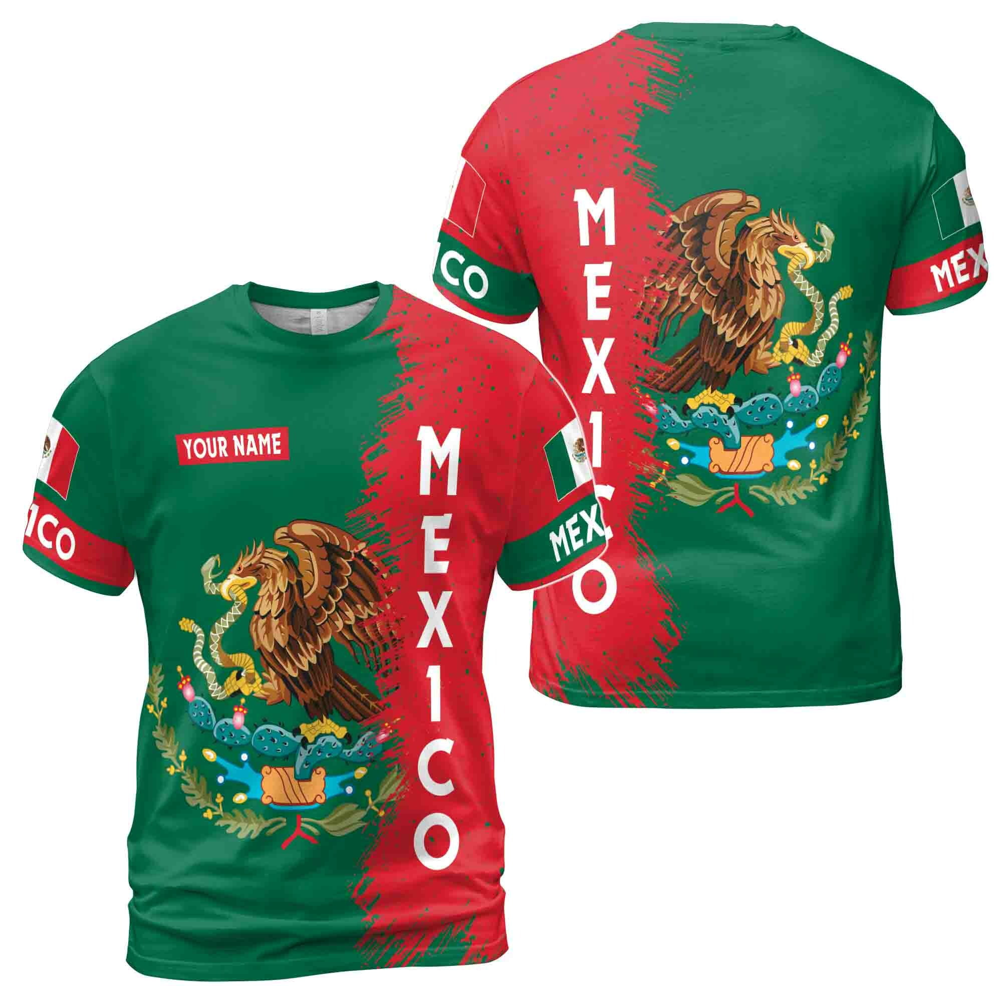 Customize Name Mexico Eagle Coat of Arms Mexican Flag Patriotic 3D T-Shirt S-5XL - Walmart.com