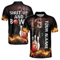Customize Name Skull Bowling Shut Up And Bowl Flame Men's Polo Shirt S ...