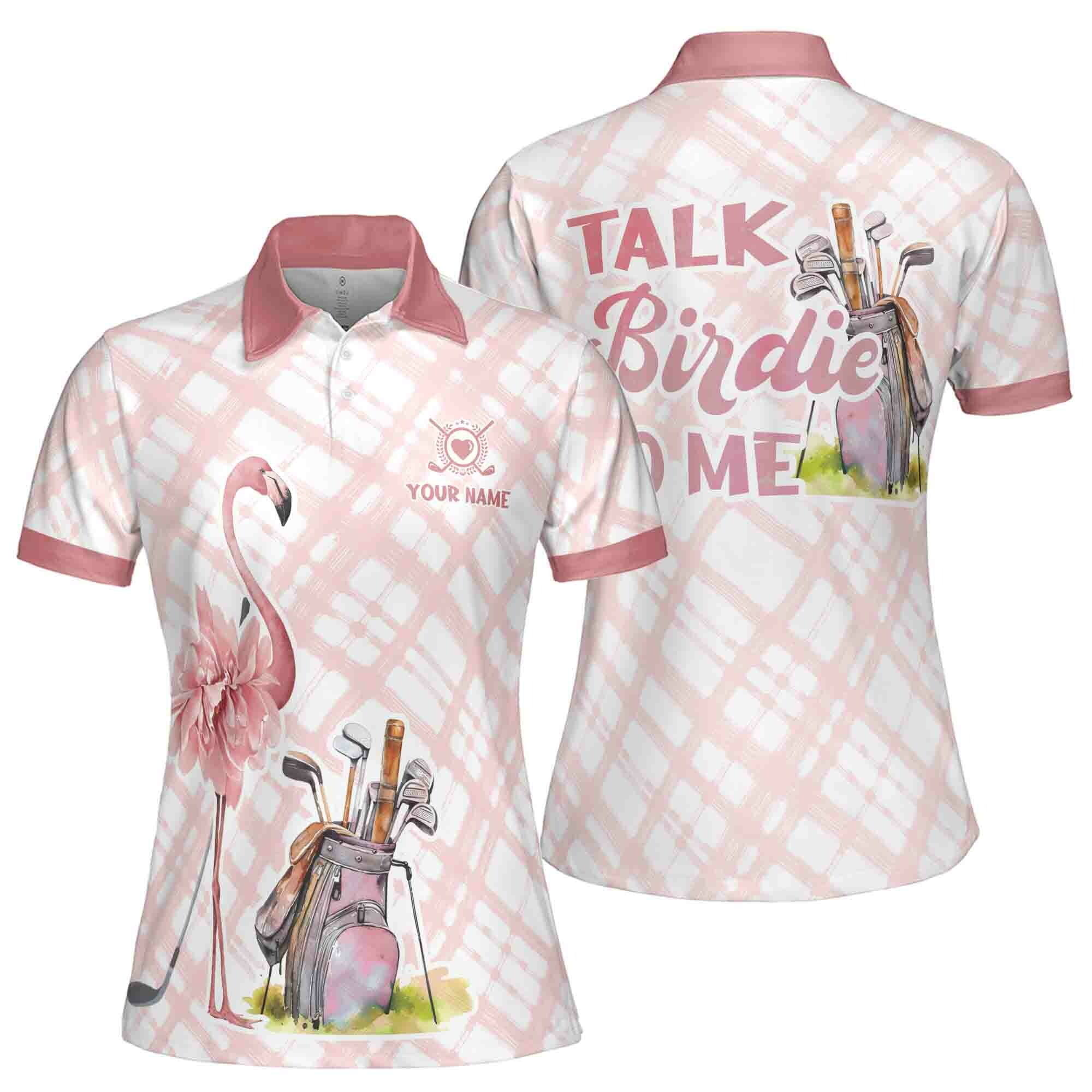 Customize Name Talk Birdie To Me Flamingo Golf Women's Polo Shirt S-5XL - Walmart.com