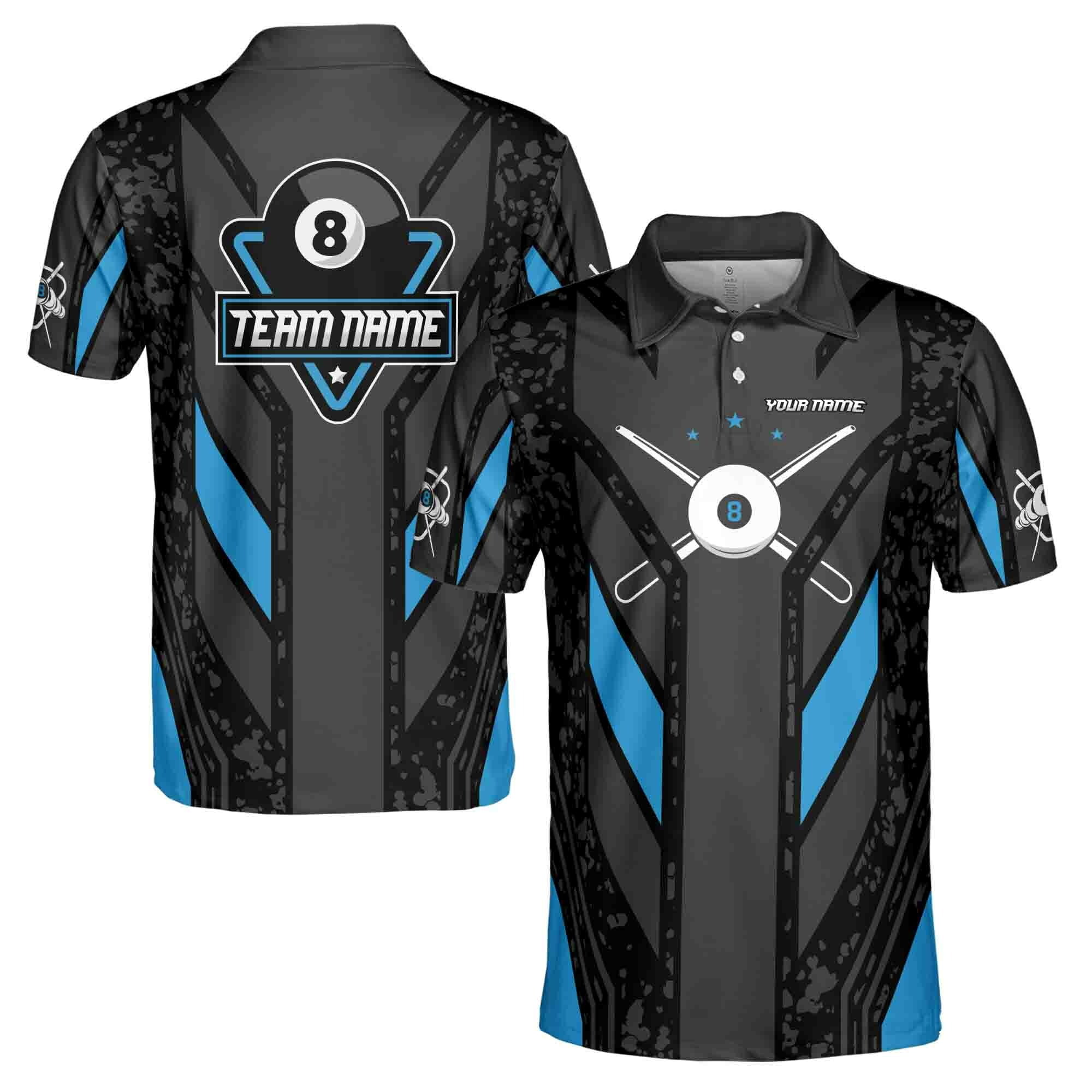 Customize Name Team Name Billiard 8 Balls Pool Men's Polo Shirt S-5XL ...